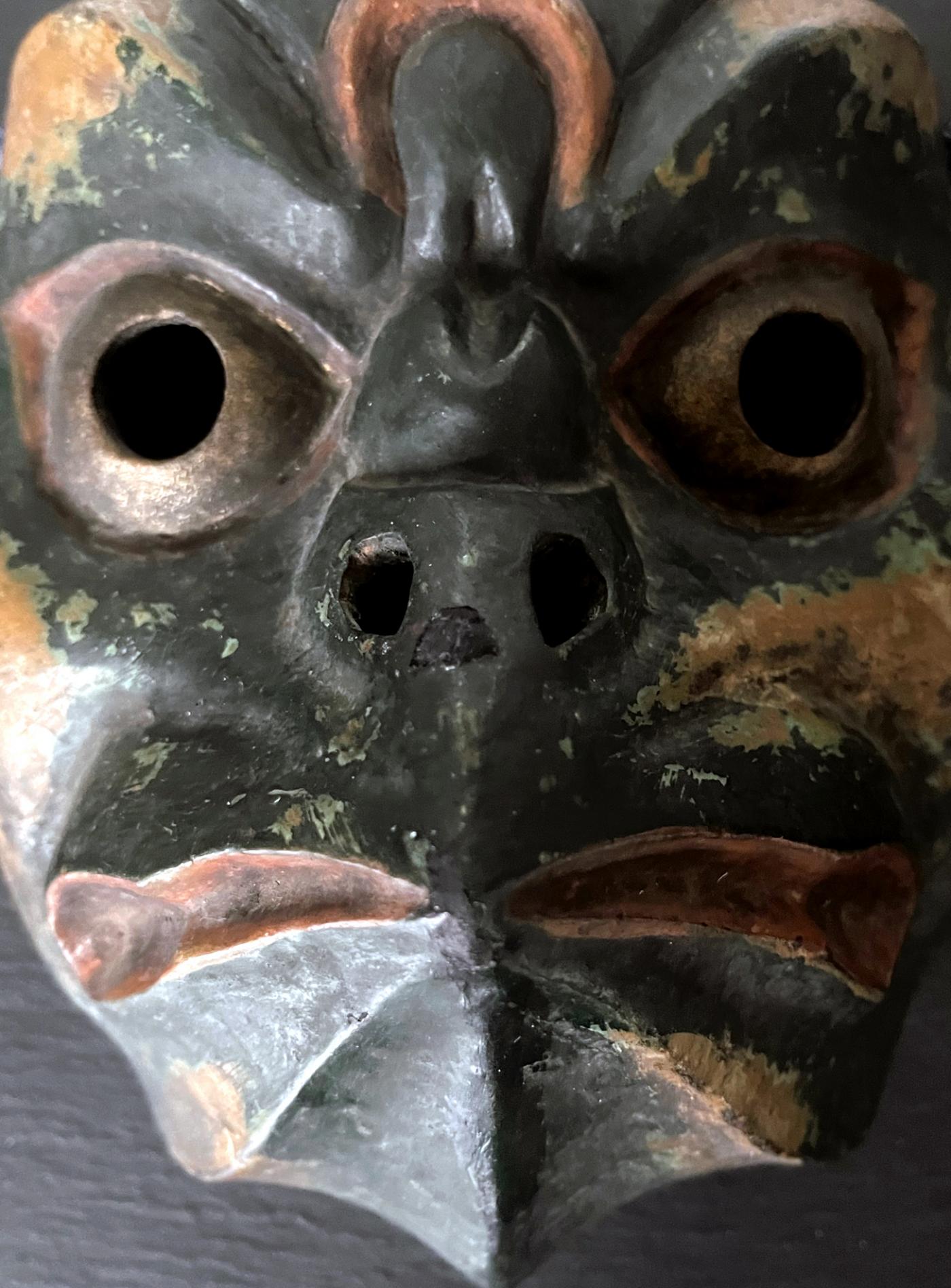 Japanese Wood Bugaku Mask of Korobase Edo Period