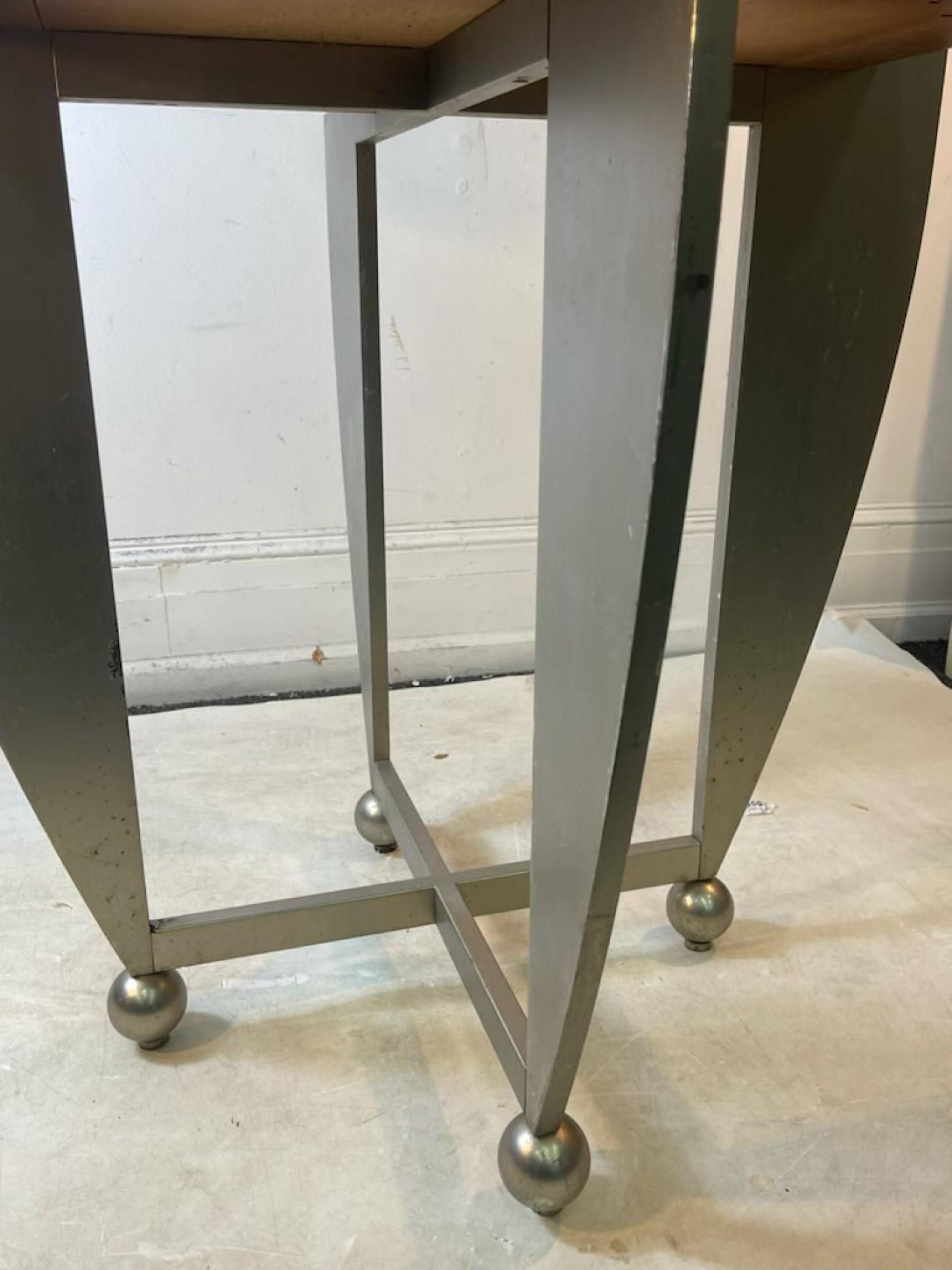 Jay Spectre - POST MODERN STEEL AND WOOD TABLE BY JAY SPECTRE