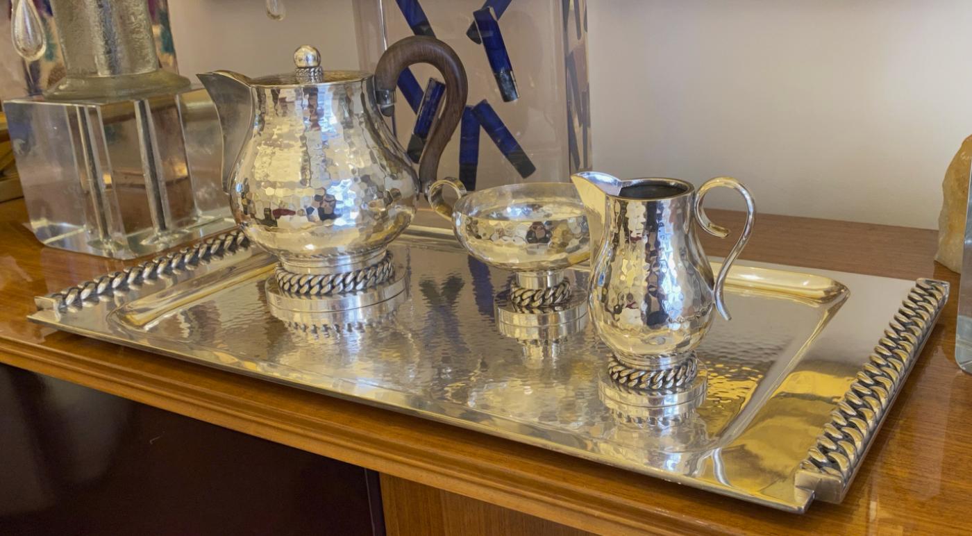 Jean Despres - jean Despres signed full tea set and plate