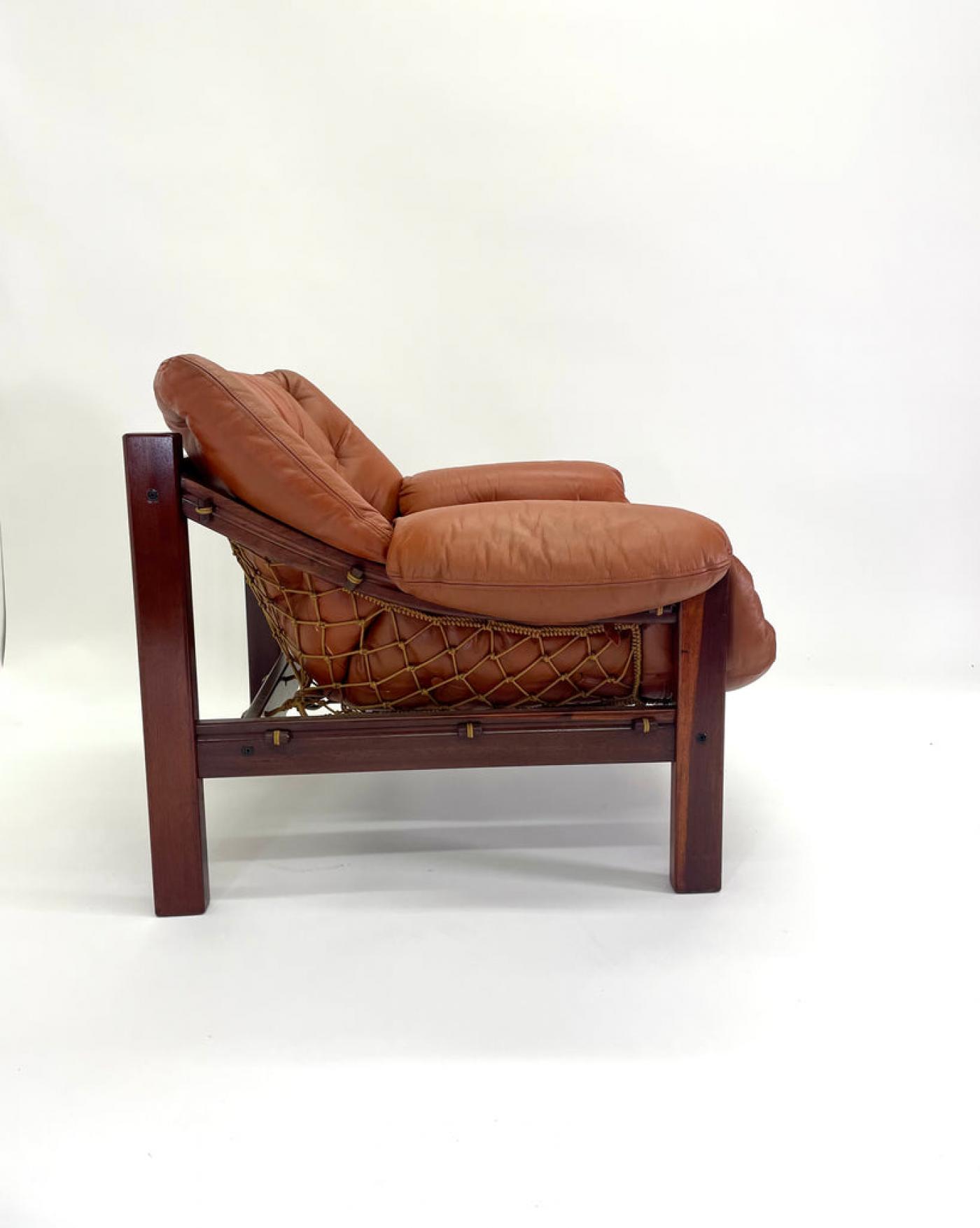 Jean Gillon - Leather Tijuca Chair Jean Gillon for Italma Brazil Circa 1960