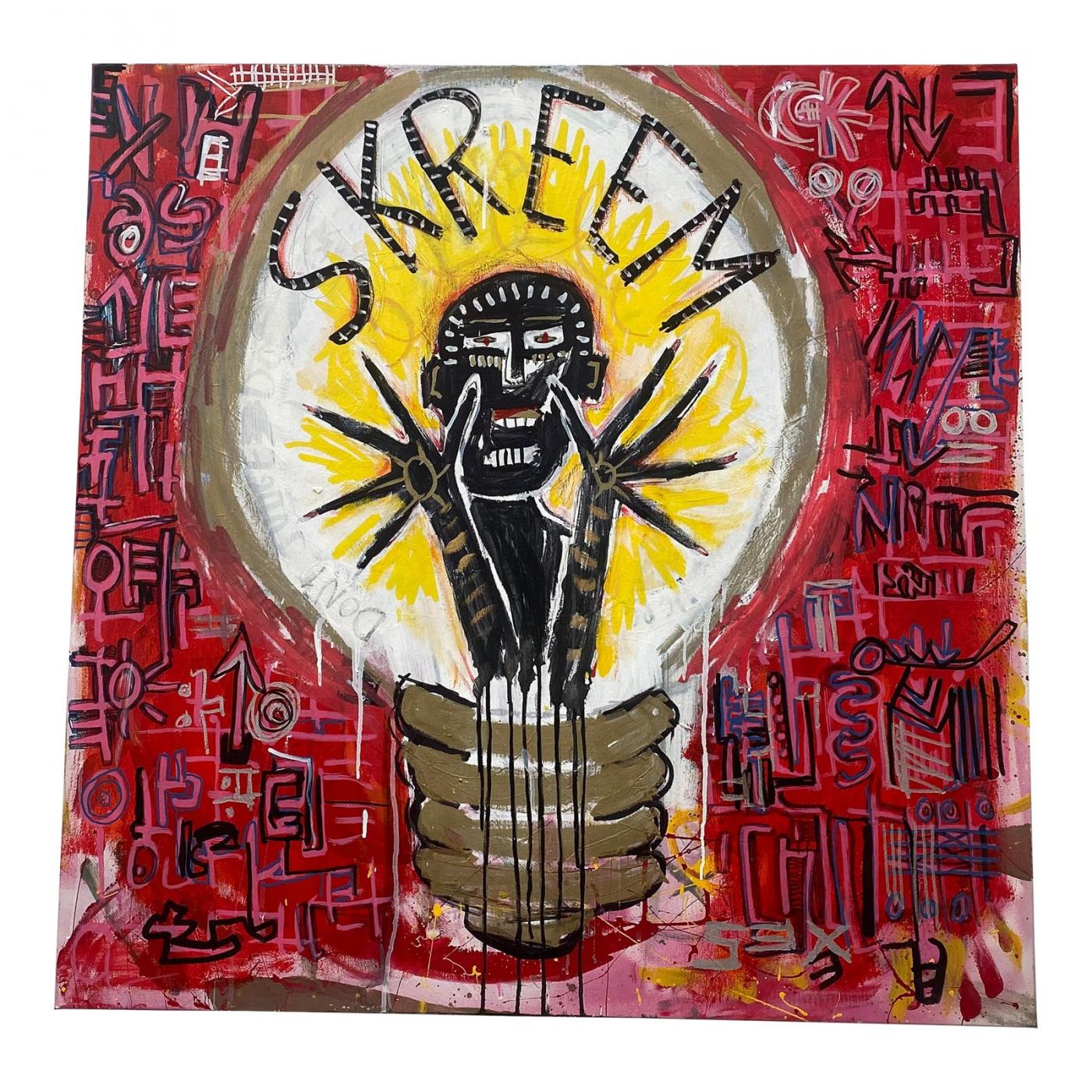 Jean-Michel Basquiat - Original Dave Wilcox Skreem Oil Painting