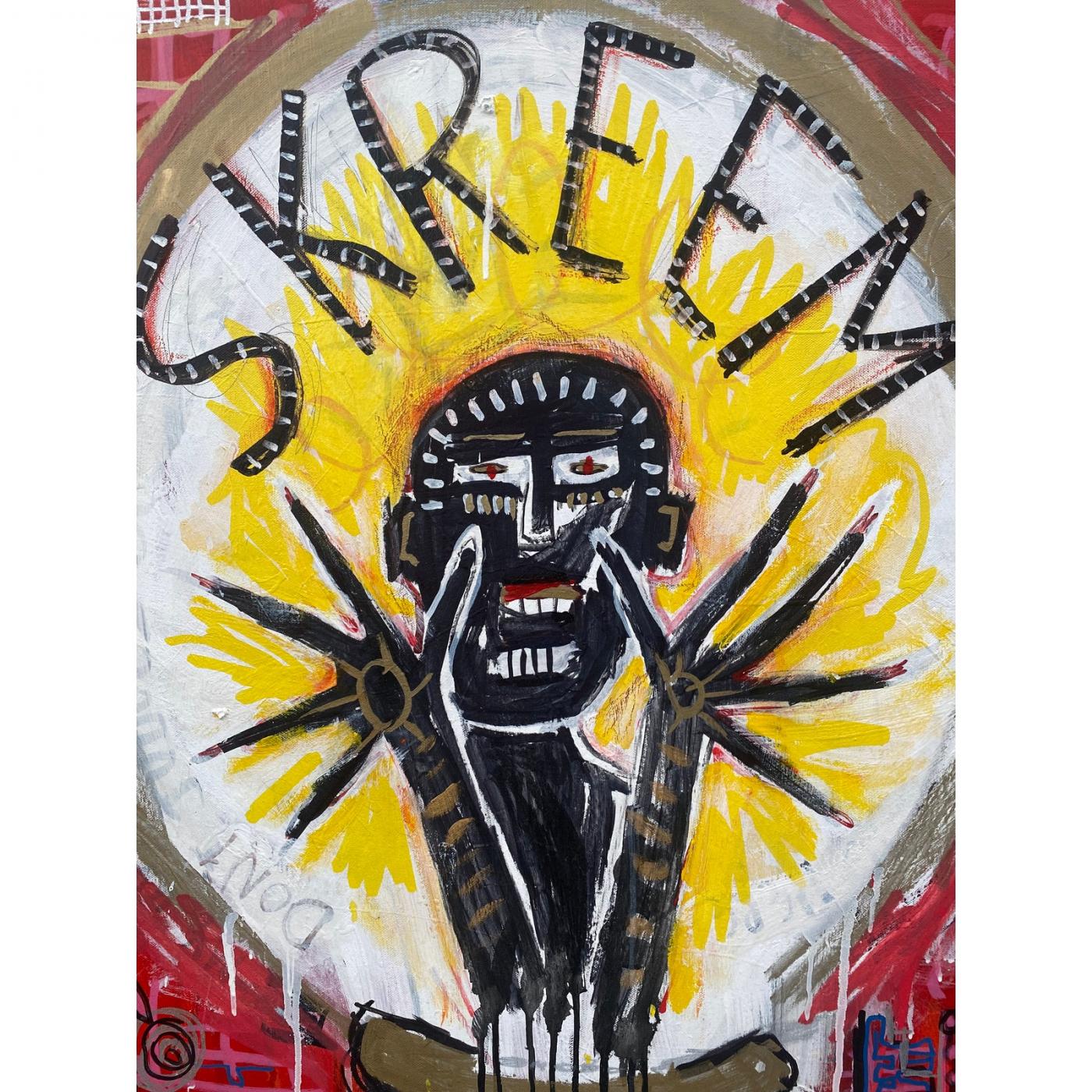 Jean-Michel Basquiat - Original Dave Wilcox Skreem Oil Painting