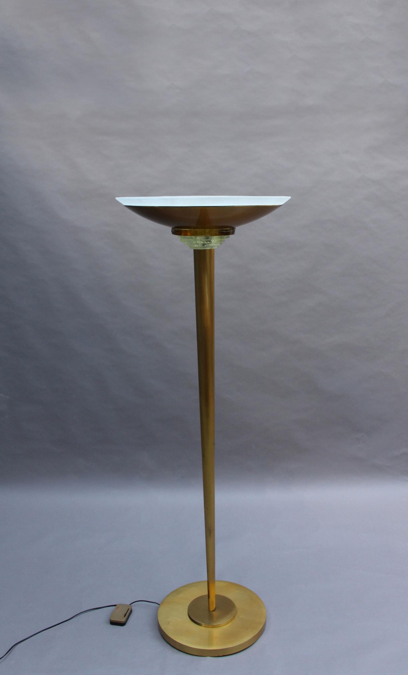 Jean Perzel - Fine French Art Deco Bronze and Glass Floor Lamp by Jean ...
