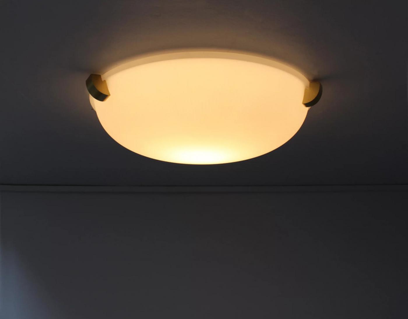 Jean Perzel - Fine French Art Deco Glass and Brass Flush Mount/ Sconce ...