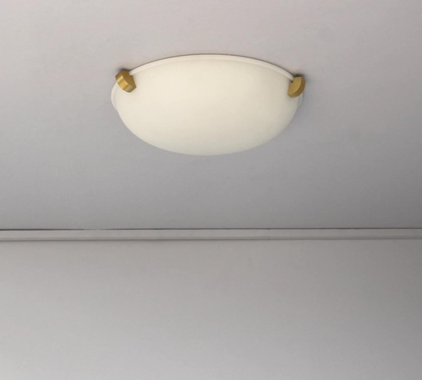 Jean Perzel - Fine French Art Deco Glass and Brass Flush Mount/ Sconce ...