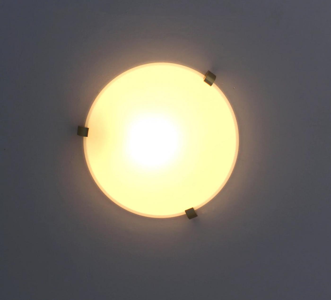 Jean Perzel - Fine French Art Deco Glass and Brass Flush Mount/ Sconce ...