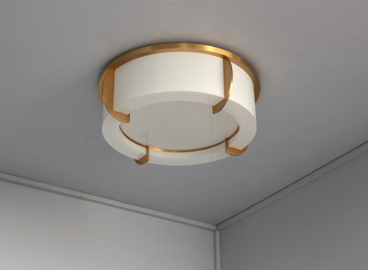 Jean Perzel - Fine French Art Deco Glass and Bronze Ceiling Light by Jean Perzel