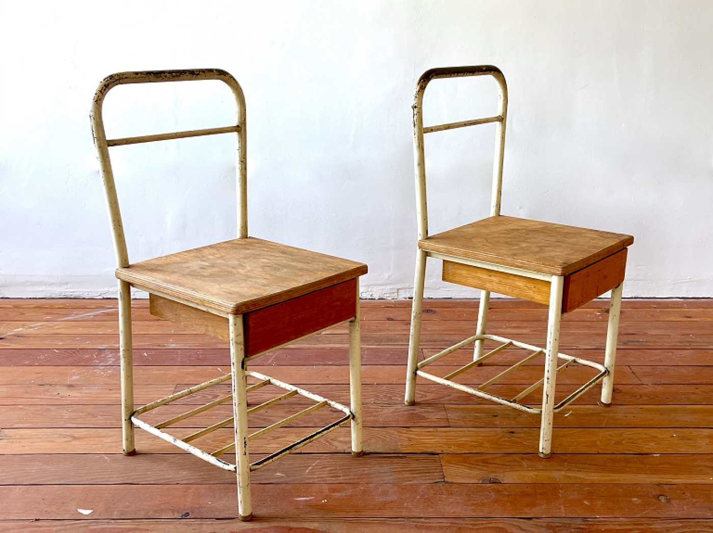 Jean Prouvé - FRENCH SCHOOL CHAIRS W/ DRAWER