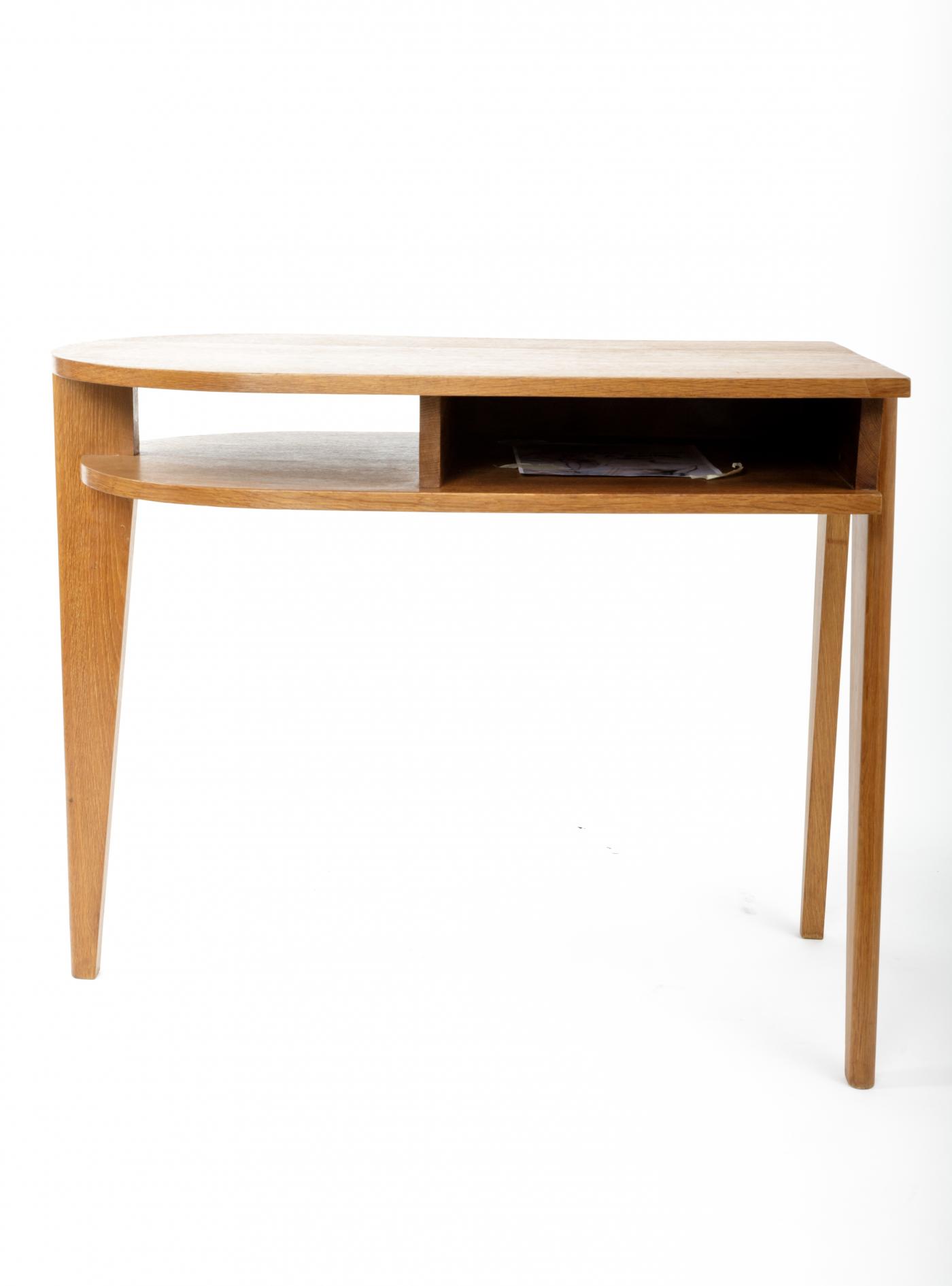 Jacques Adnet - Modern Oak Tripod Desk in the manner of Jacques Adnet