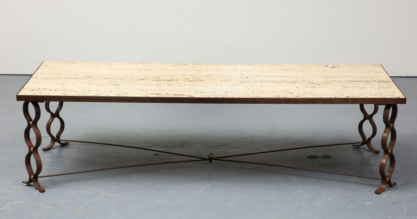 Jean Royère - Iron, Brass, and Comblanchien Limestone "Ruban" Coffee ...