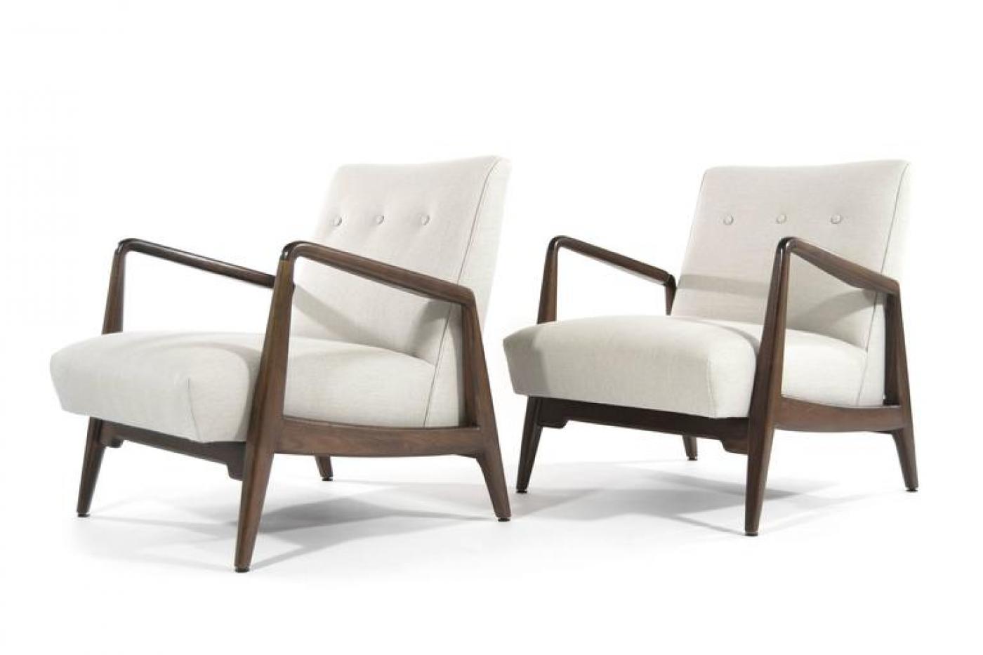 Jens Risom - Jens Risom Walnut Lounge Chairs