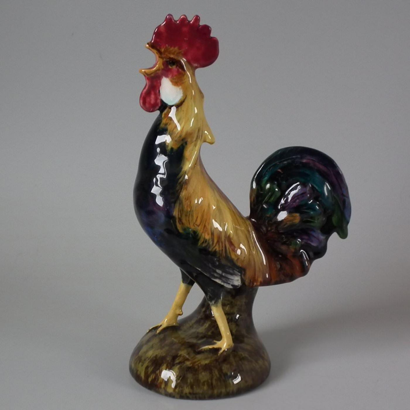 Jerome Massier - Jerome Massier Majolica Cockerel/Rooster Vase