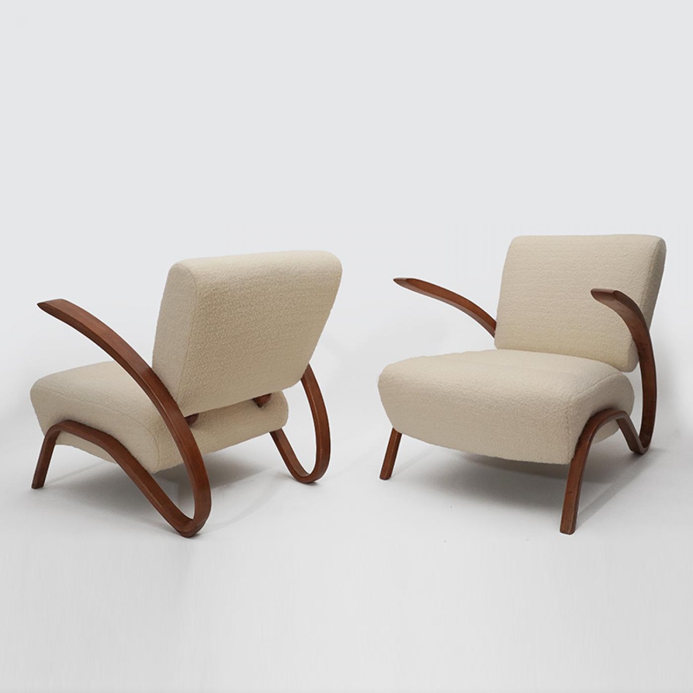 Jindrich Halabala - SET OF TWO RARES ART DECO H275 ARMCHAIRS by Jind ...