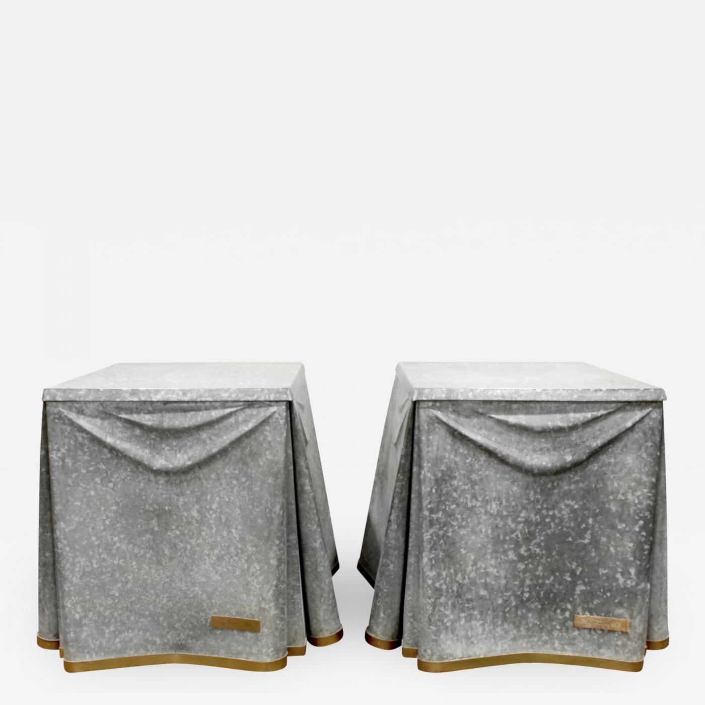 John Dickinson John Dickinson Pair Of Rare Galvanized Steel End