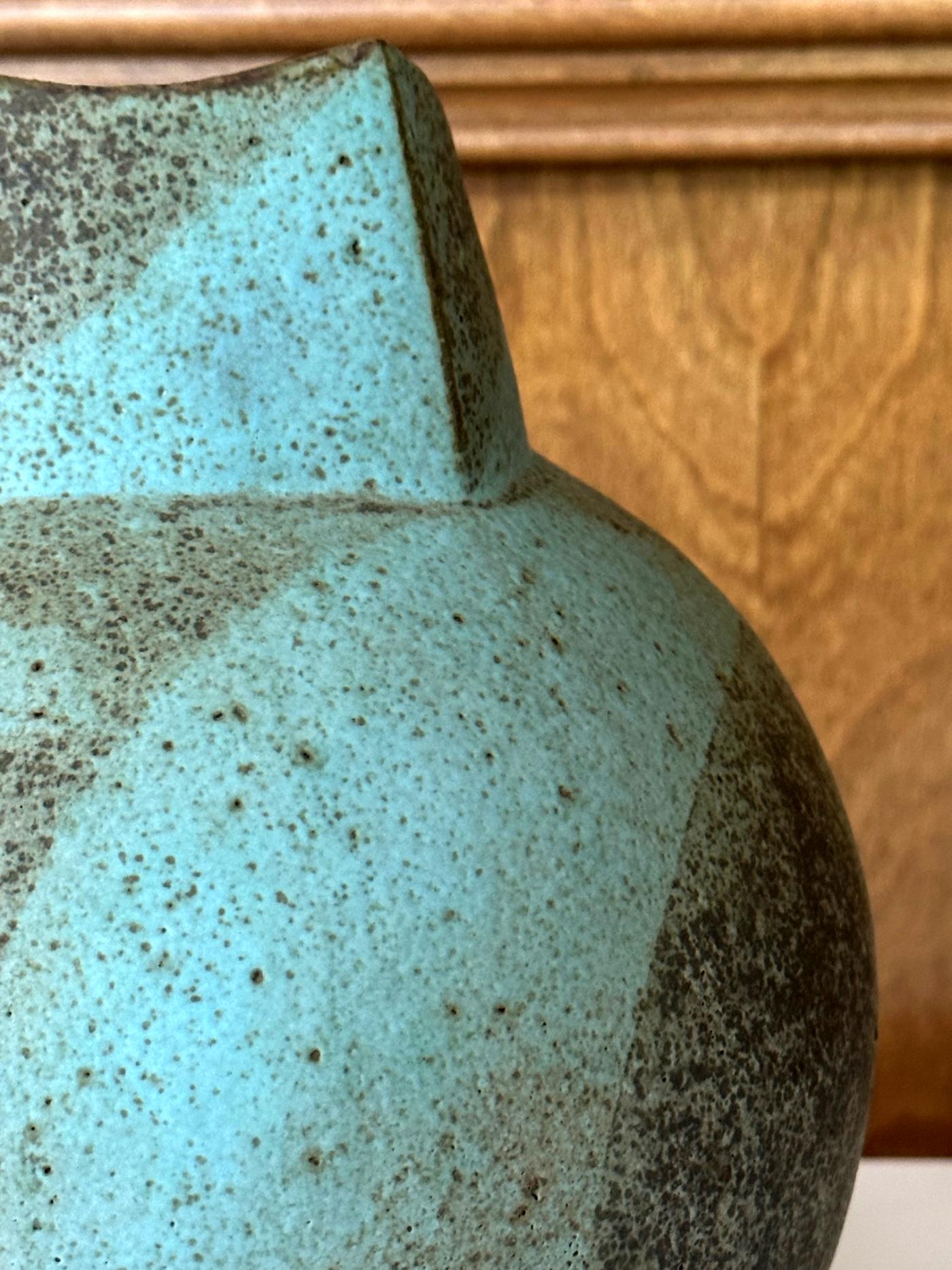 John Ward - Ceramic Vessel with Geometrical Glaze by John Ward