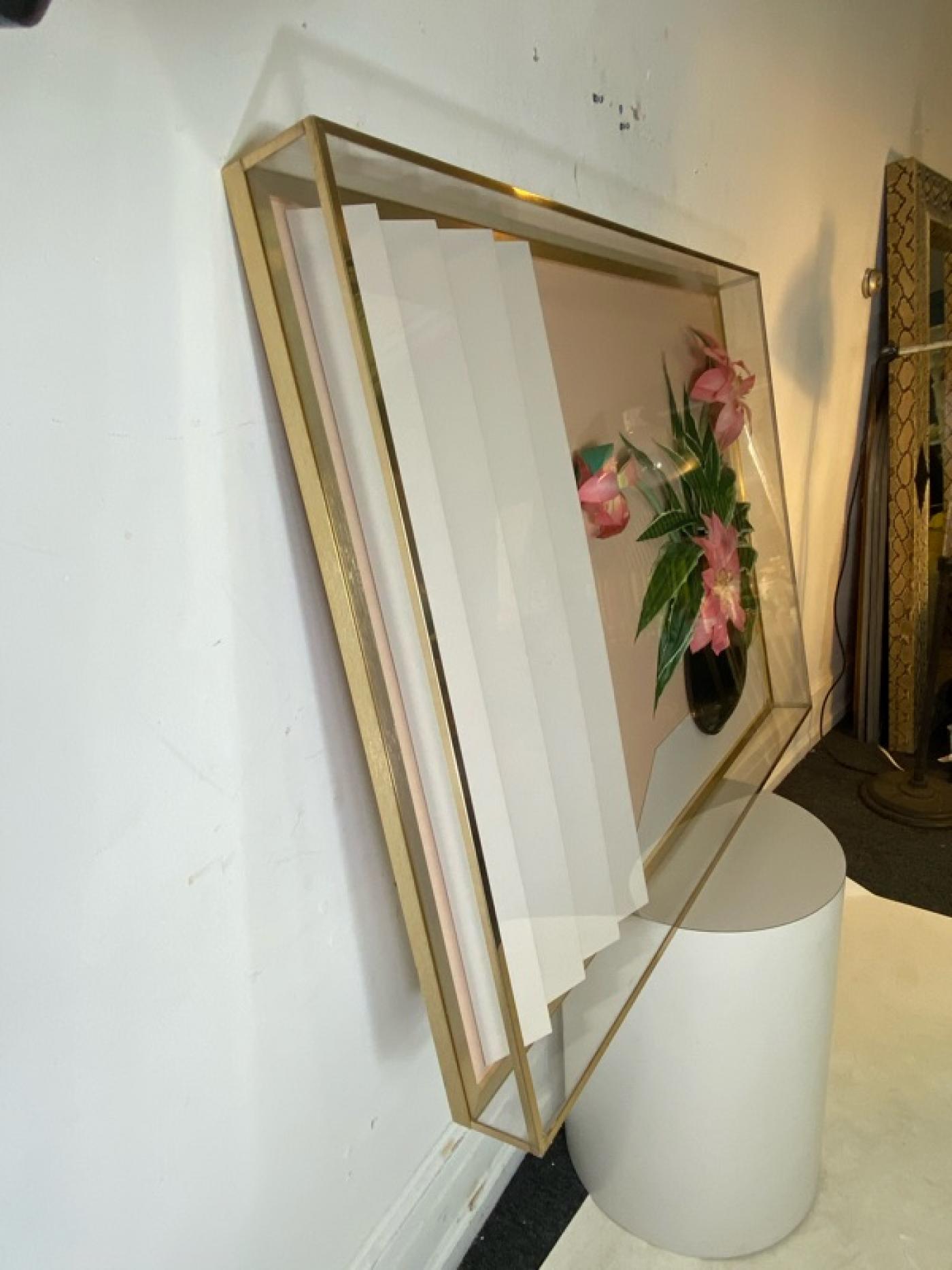 Jon Gilmore - MODERN LUCITE FLOWERS IN VASE WALL DIORAMA BY JON GILMORE