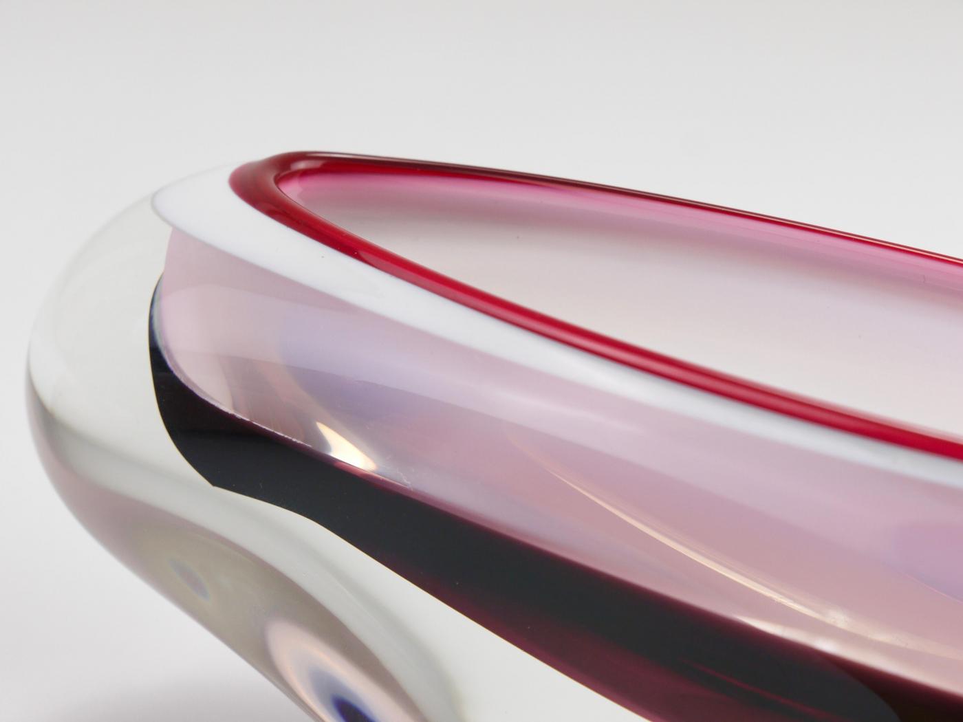 Josef Hospodka - Josef Hospodka Sommerso Multi-Color Studio Art Glass Bowl, Czechoslovakia, 1960s