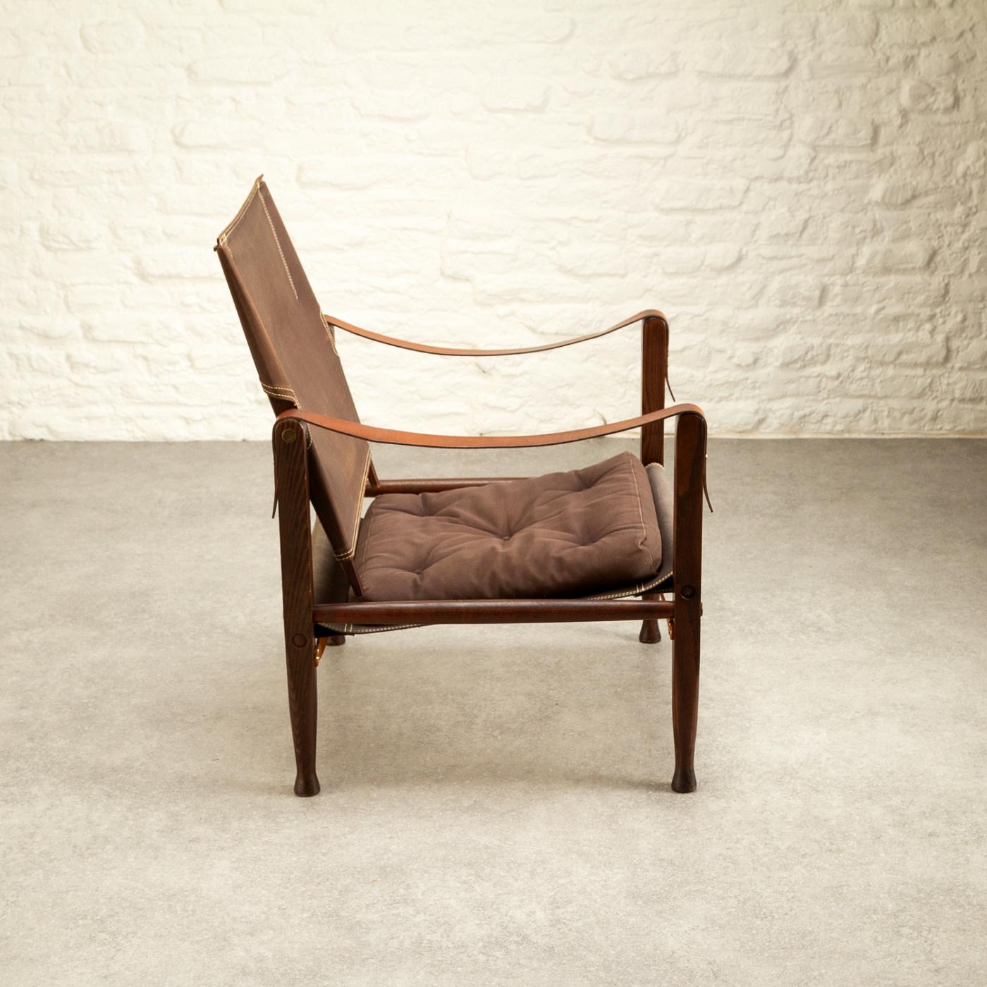 Kaare Klint - Brown Canvas Kaare Klint Safari Chair, Denmark 1950s