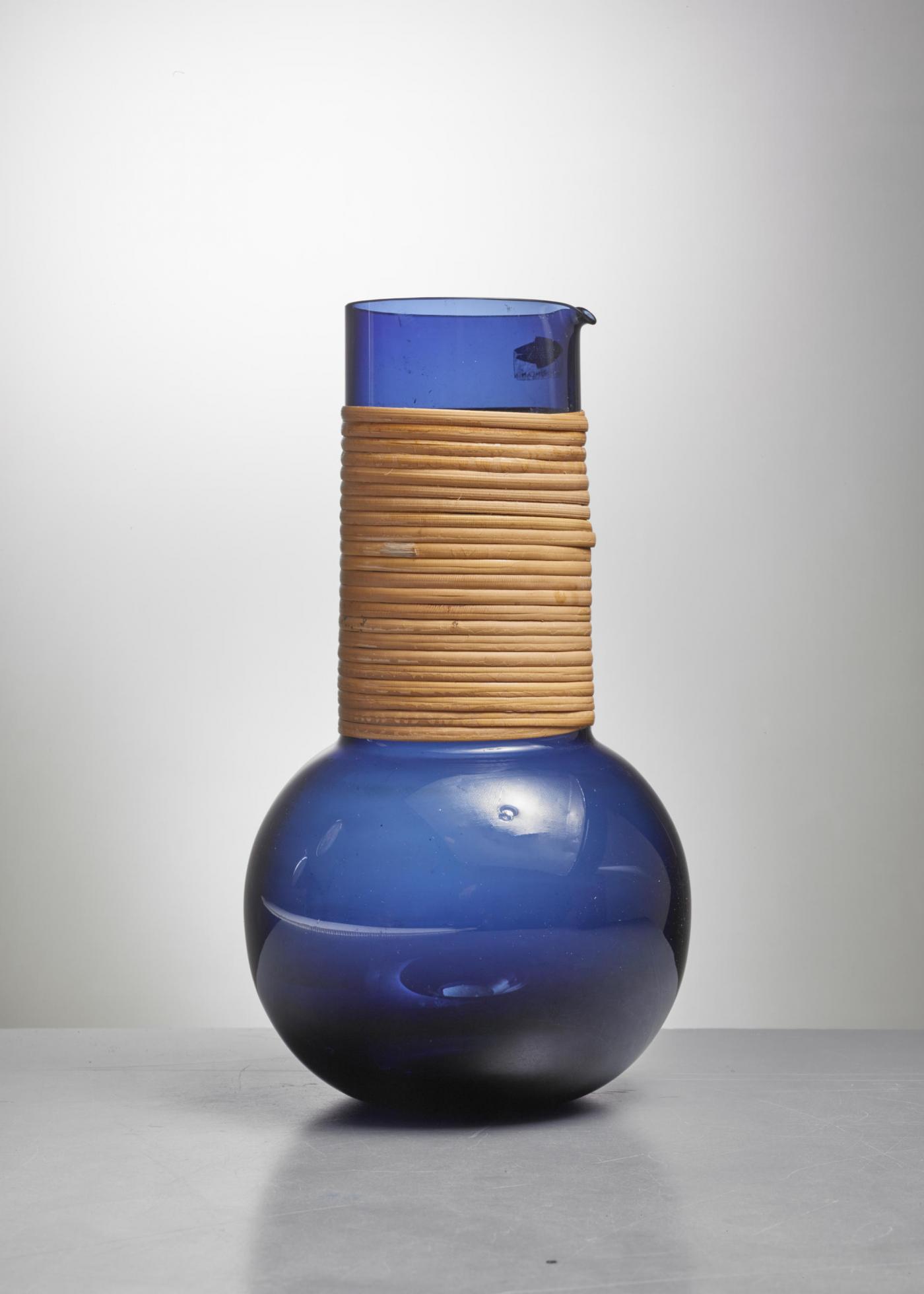 Kaj Franck - Kaj Franck Model 1621 Blue Glass and Rattan Pitcher for ...