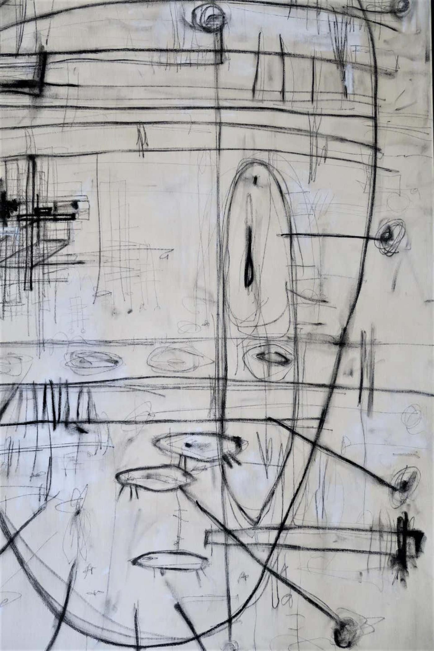 Karina Gentinetta - "Primal Faces I" Original Painting, 2019, 40" x 60 ...