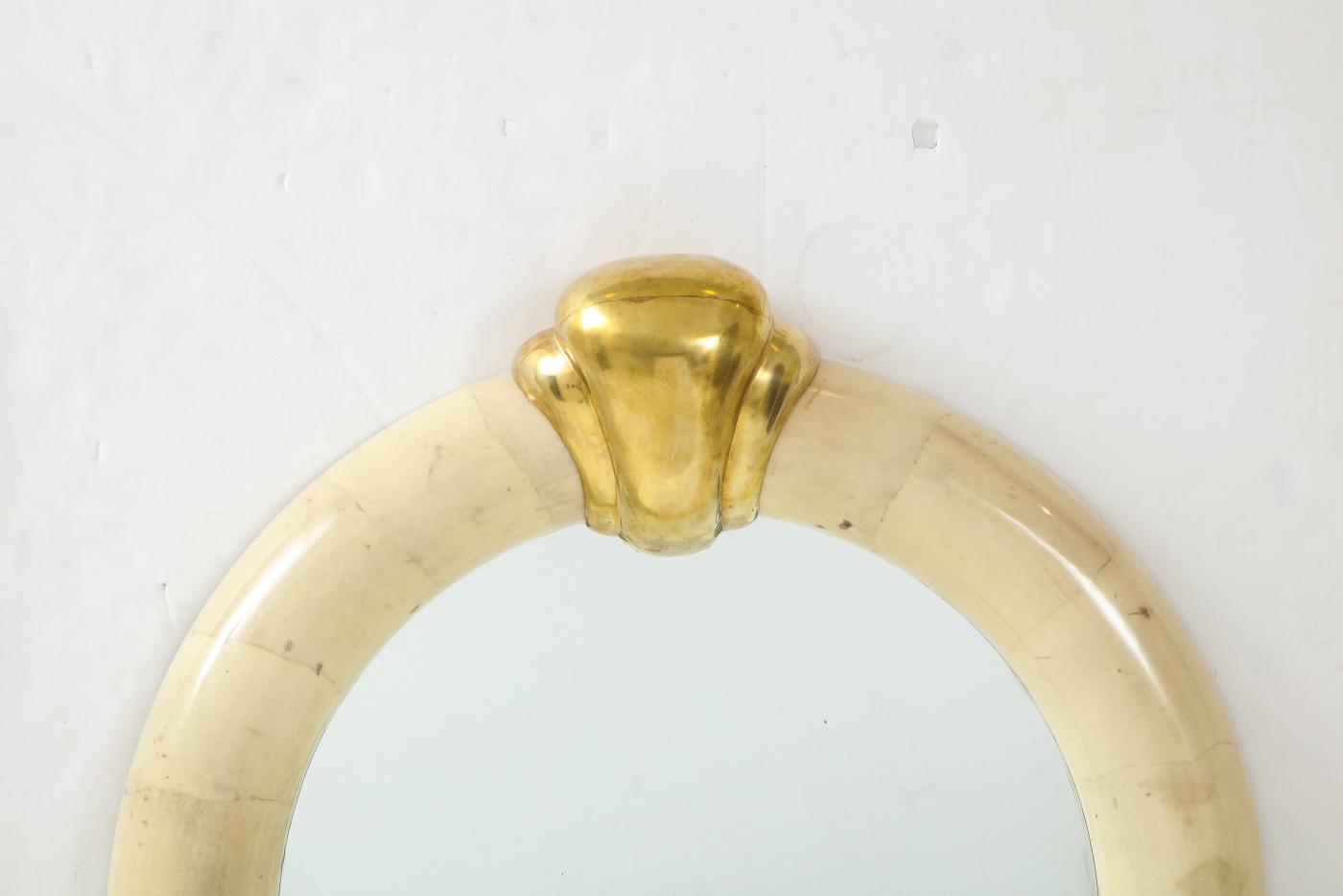 Karl Springer - 1980's Karl Springer Style Goat-Skin Mirror Made In ...