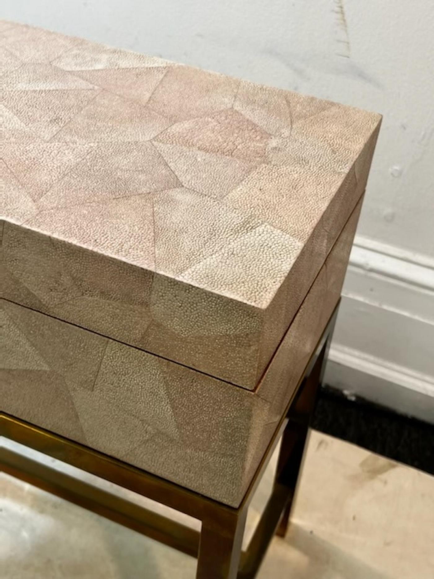 Karl Springer - ART DECO REVIVAL SHAGREEN BOX ON BRASS STAND