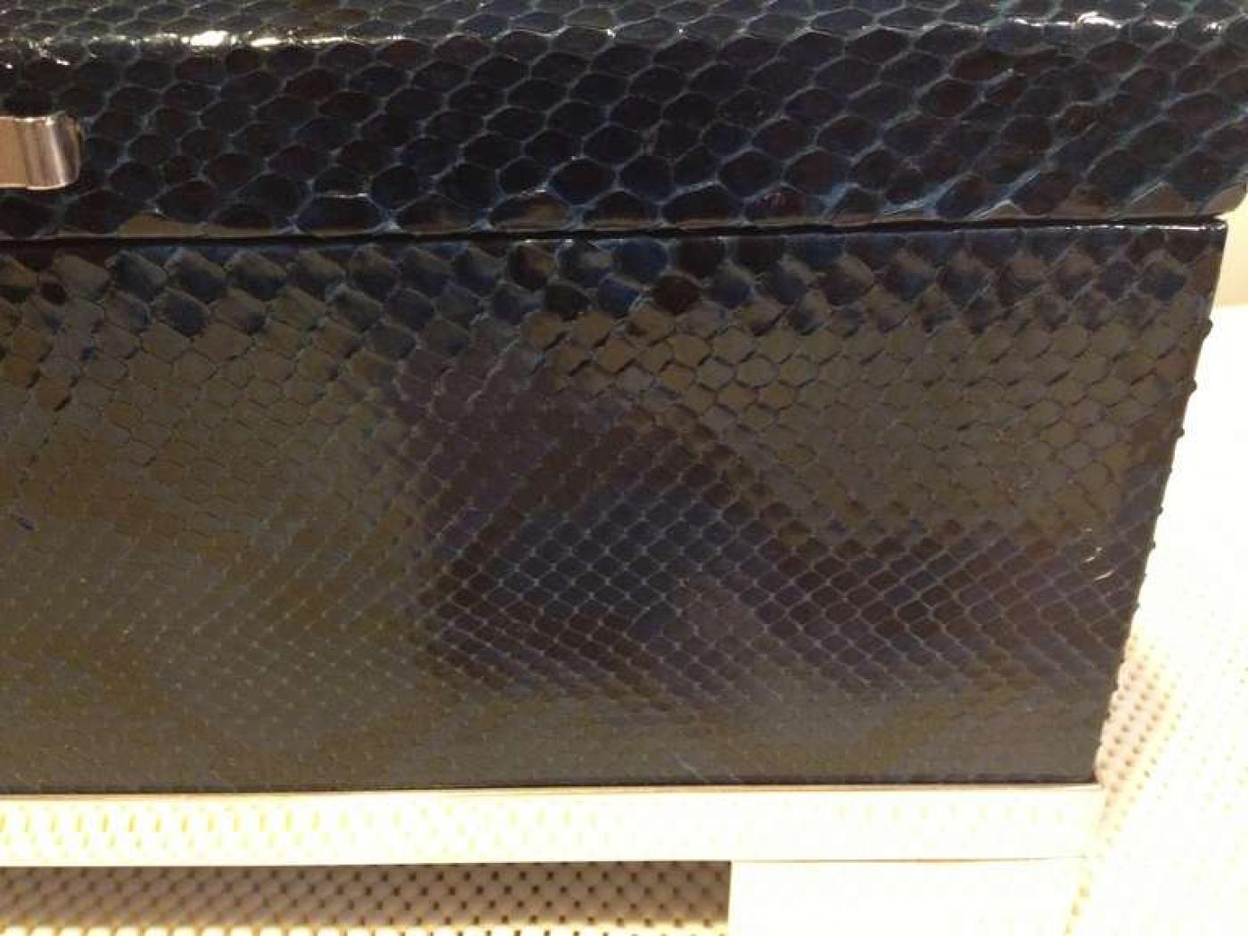 Karl Springer - Blue Python Snakeskin Box attributed to Karl Springer