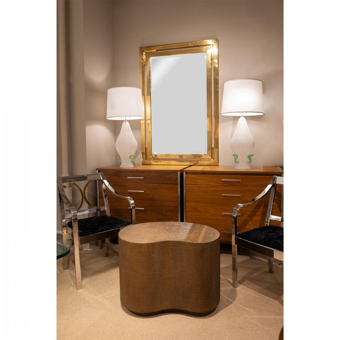 Karl Springer - Free Form Coffee/End Table in 2-Tone Lacquered Linen 1980s