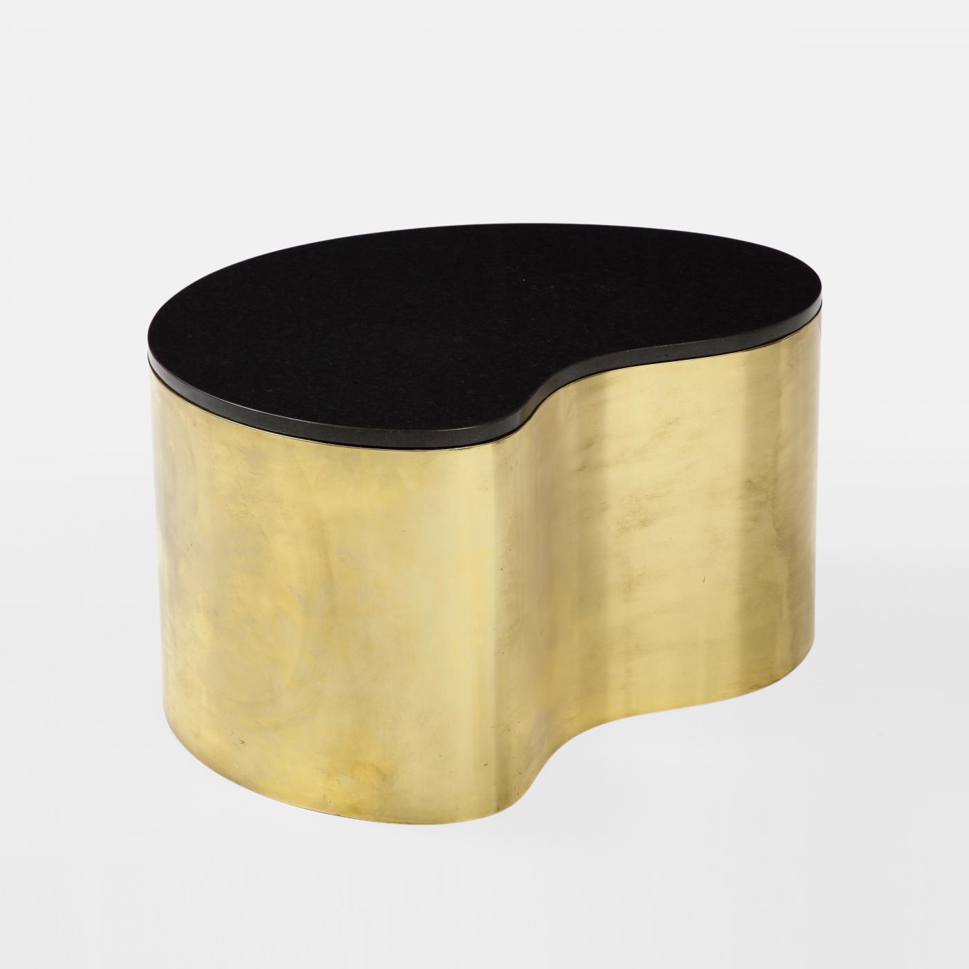 Karl Springer - Free Form Coffee Table in Brass and Granite by Karl ...