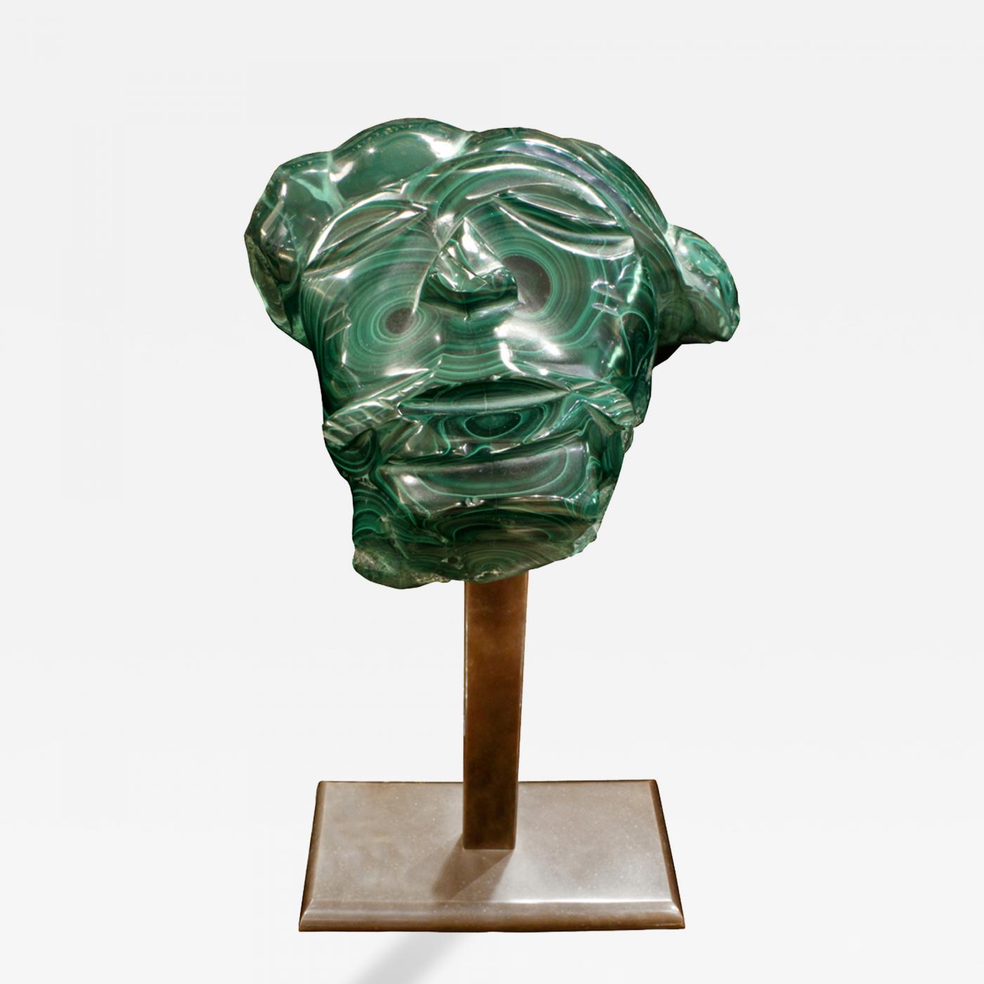Karl Springer - Karl Springer Hand Carved Malachite Head 1970s