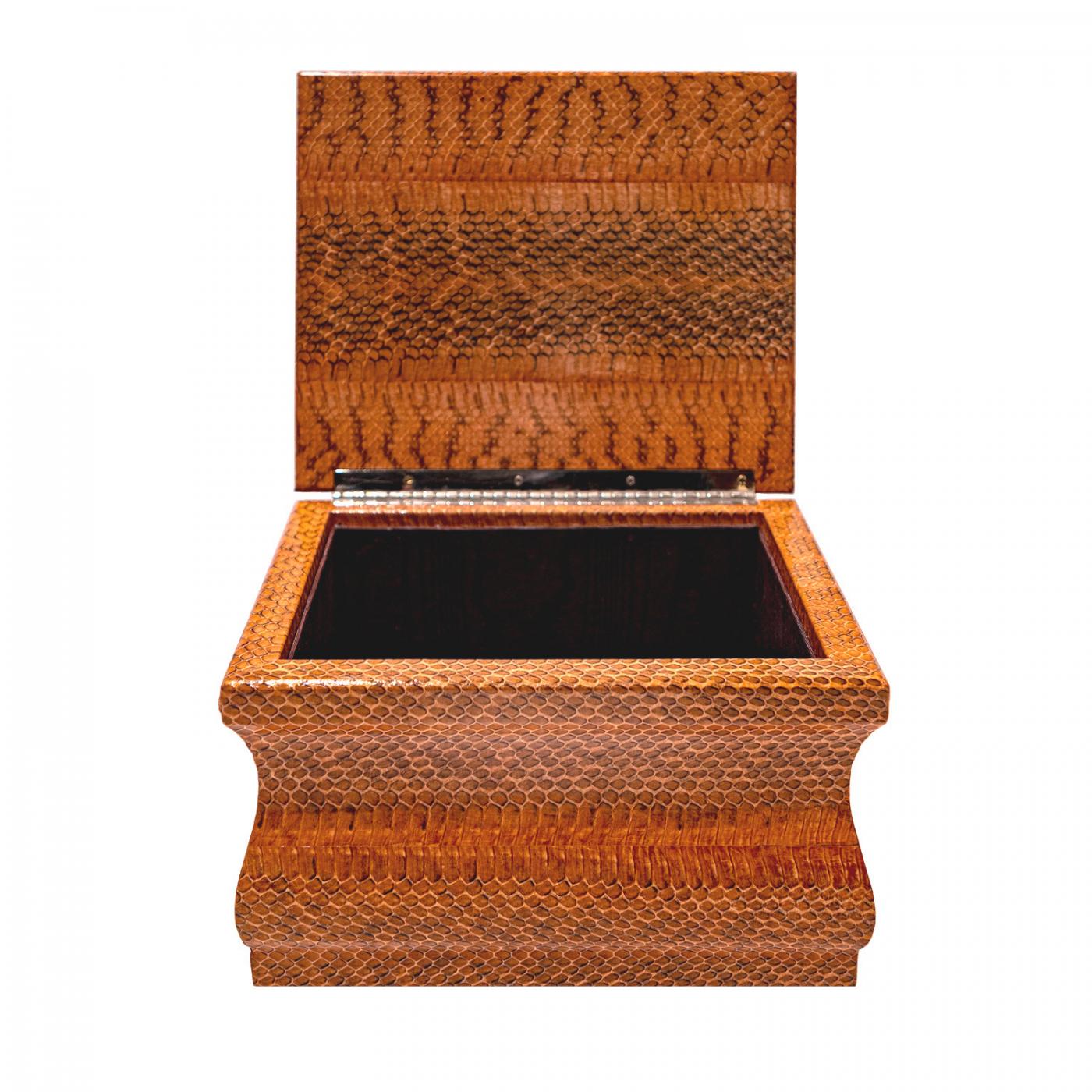Karl Springer - Karl Springer Hinged Box in Brown and Black Cobra 1980s