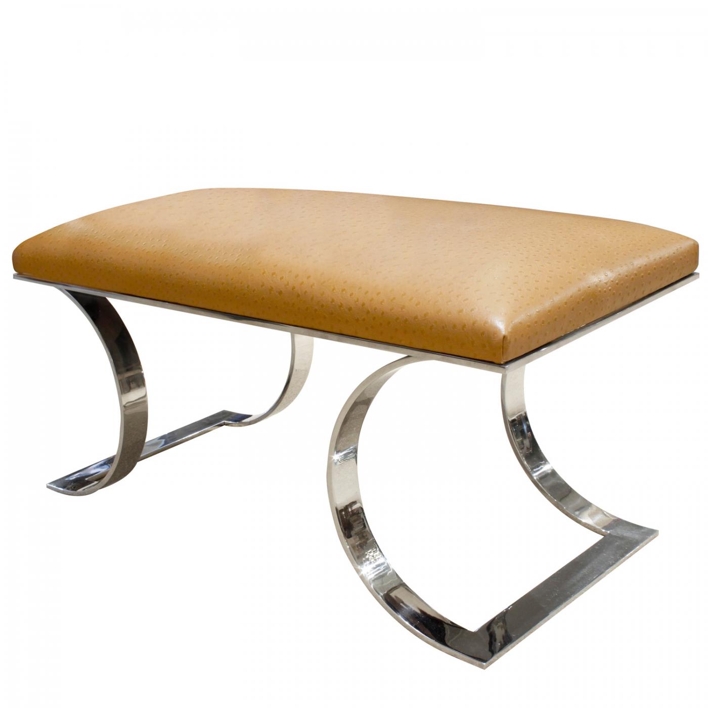 Karl Springer - Karl Springer "JMF Bench" with Ostrich Seat 1980s