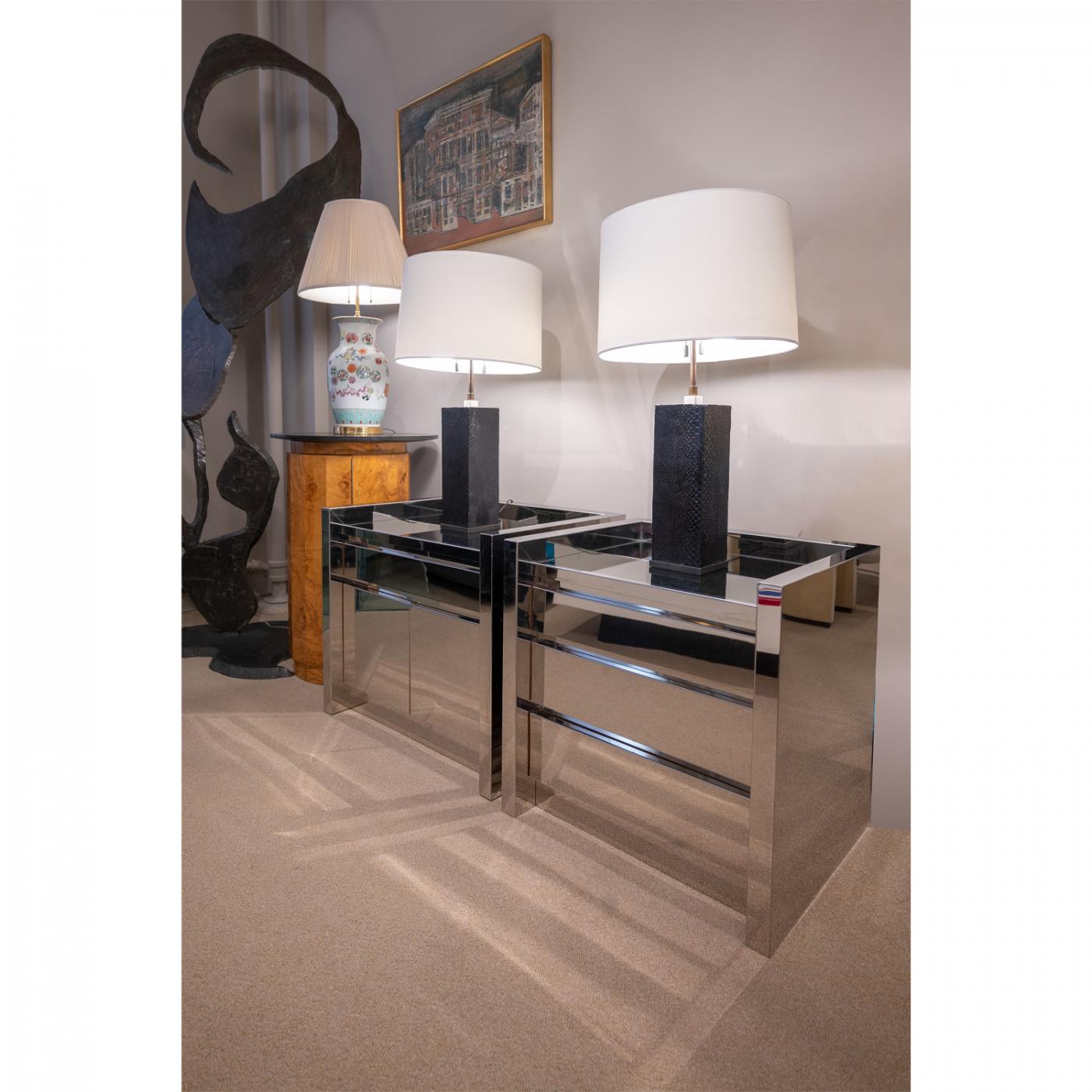 Karl Springer - Karl Springer Rare And Superb Pair of Stainless Steel ...