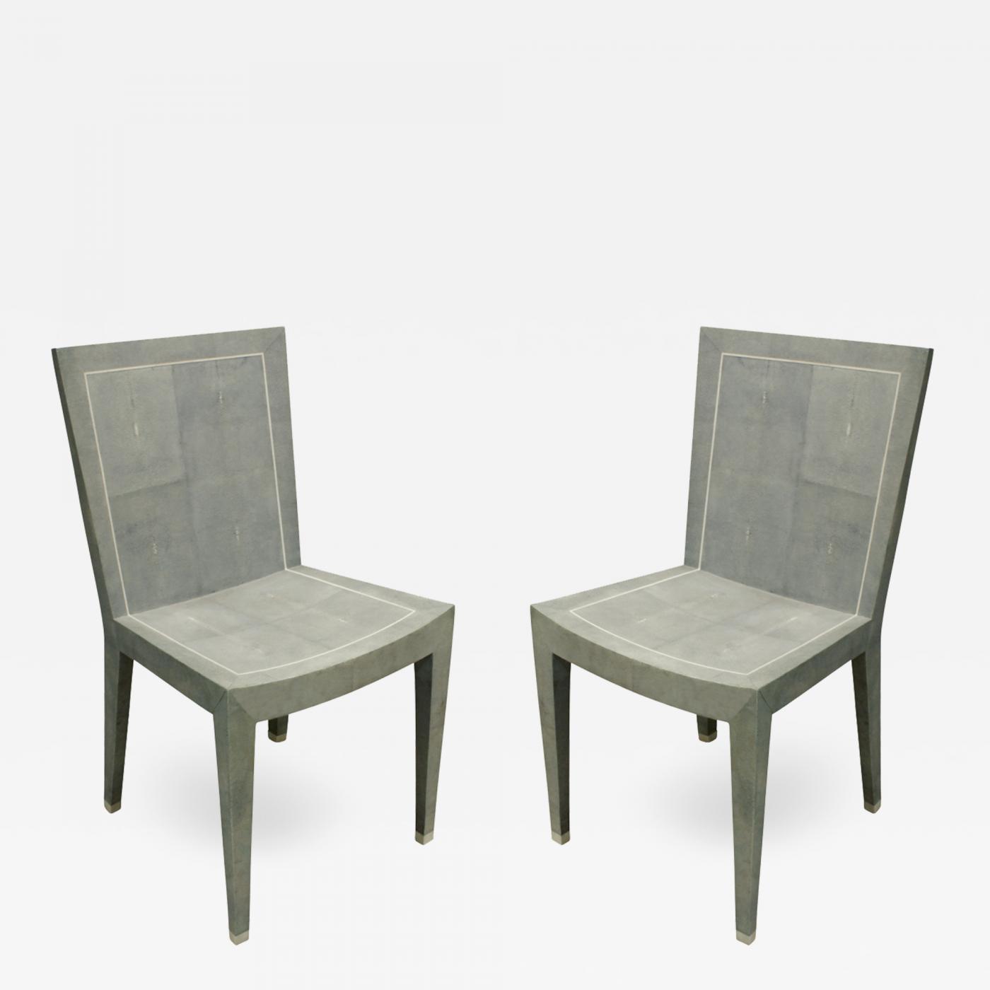 Karl Springer - Karl Springer Rare Pair of JMF Chairs in Shagreen 1980s ...