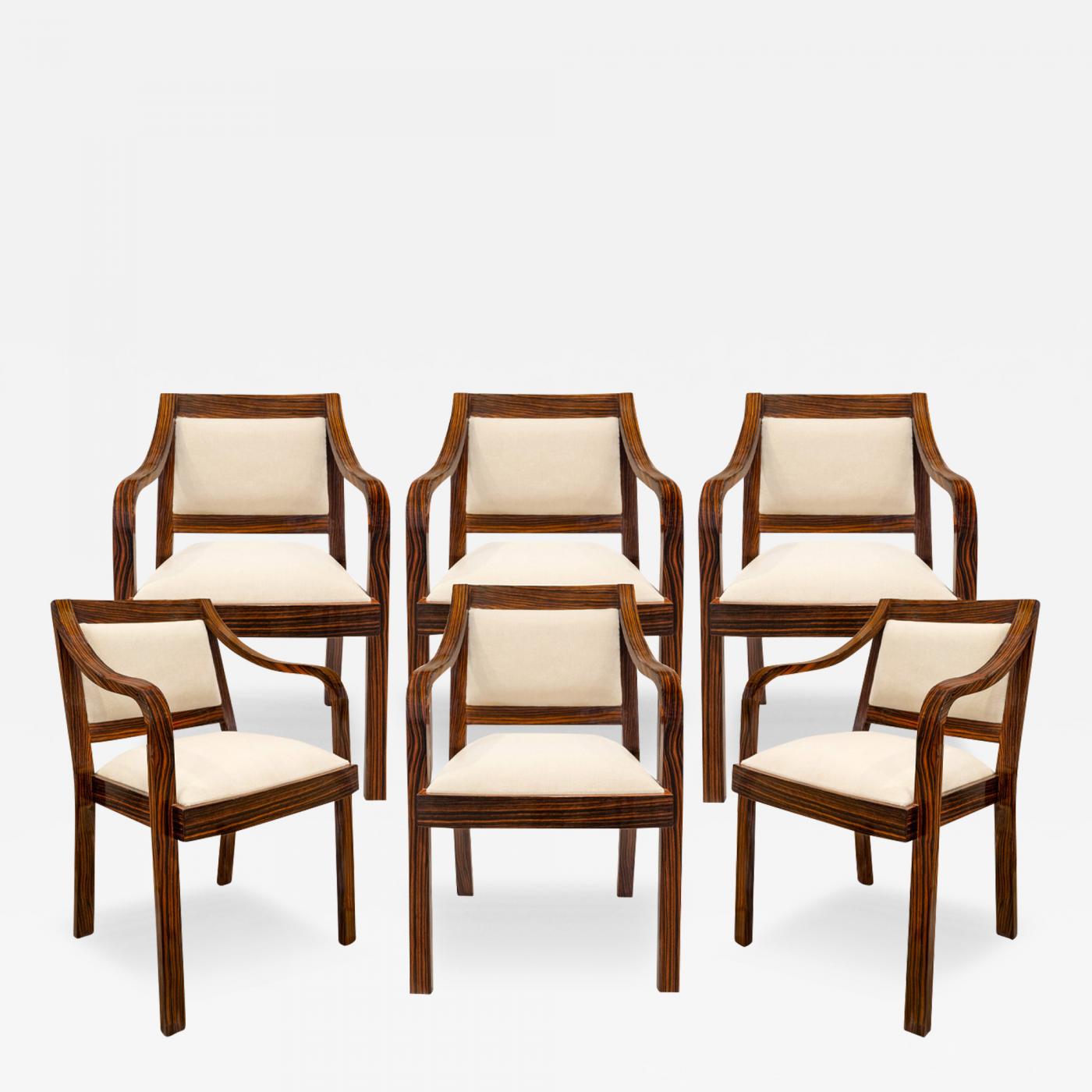 Karl Springer - Karl Springer Rare Set of 6 Dining Chairs in Macassar ...