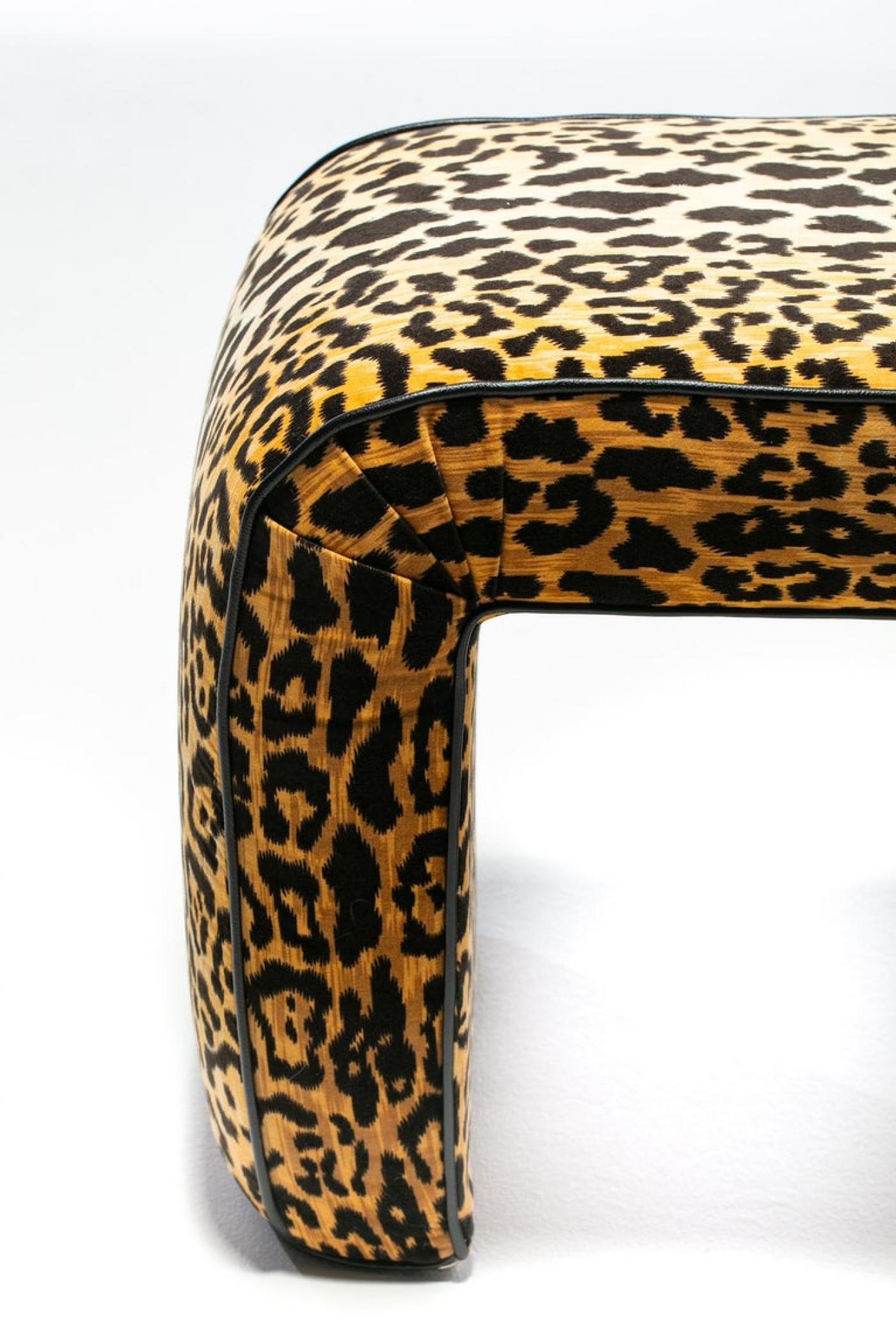 Karl Springer - Karl Springer Style Large Waterfall Bench in Leopard ...