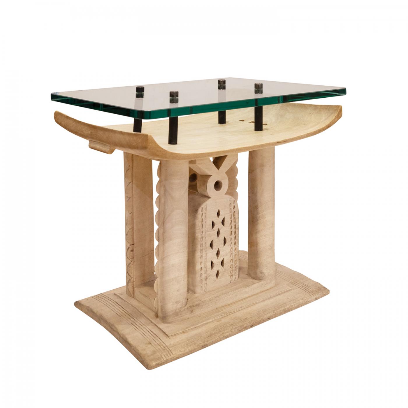 Karl Springer - Karl Springer Unique Hand-Carved African Side Table 1970s