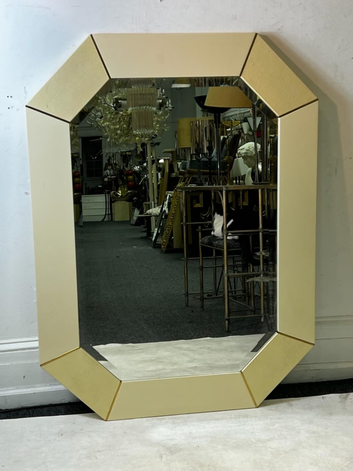 Karl Springer - MODERN SHAGREEN , LACQUER AND BRASS MIRROR ATTRIBUTED ...