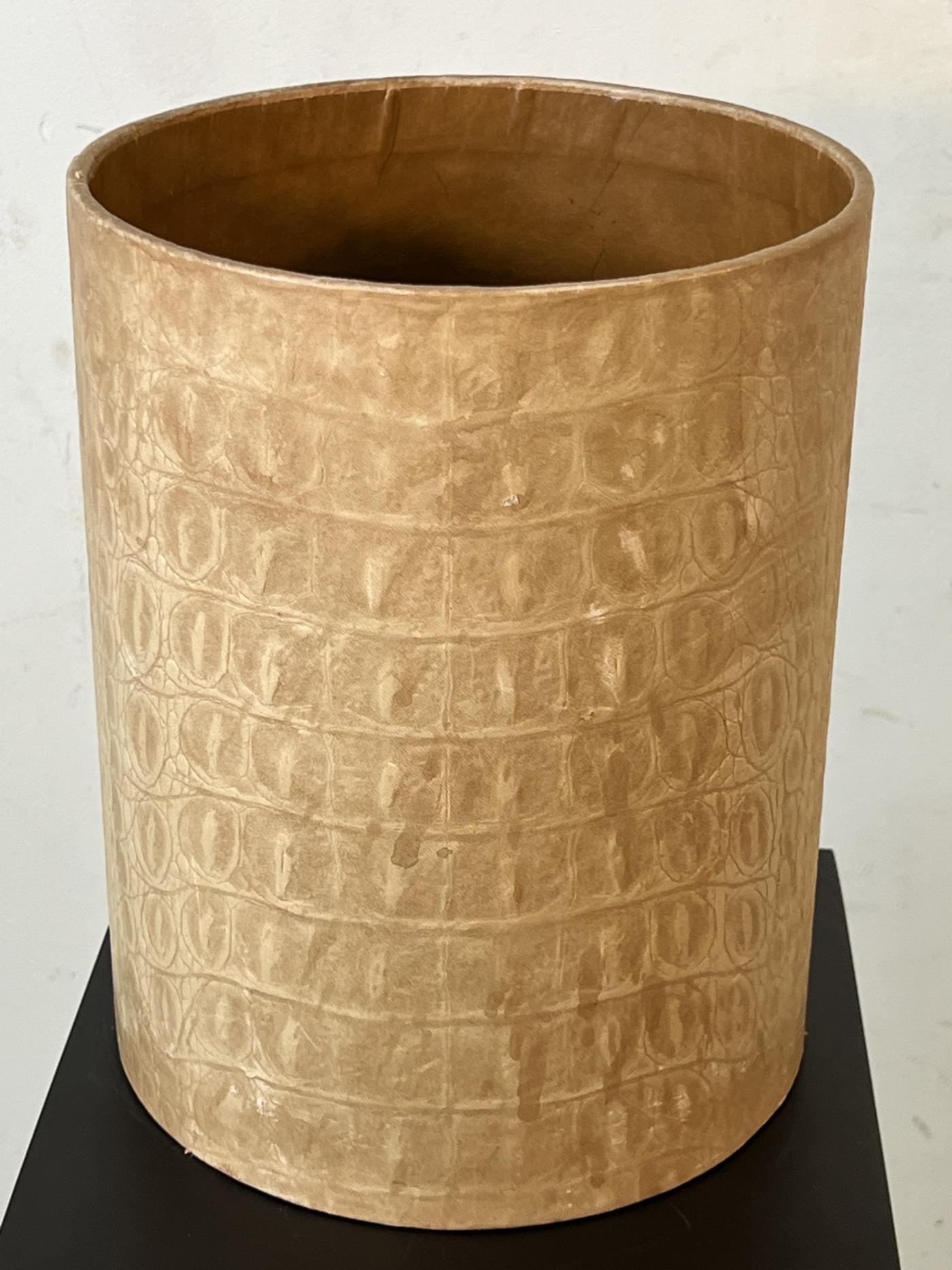 Karl Springer - MODERN TAN ALLIGATOR PATTERN LEATHER WASTE BASKET IN ...