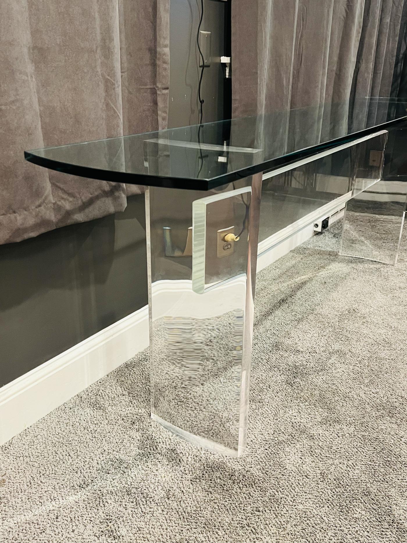 Karl Springer - MONUMENTAL MODERNIST LUCITE CONSOLE