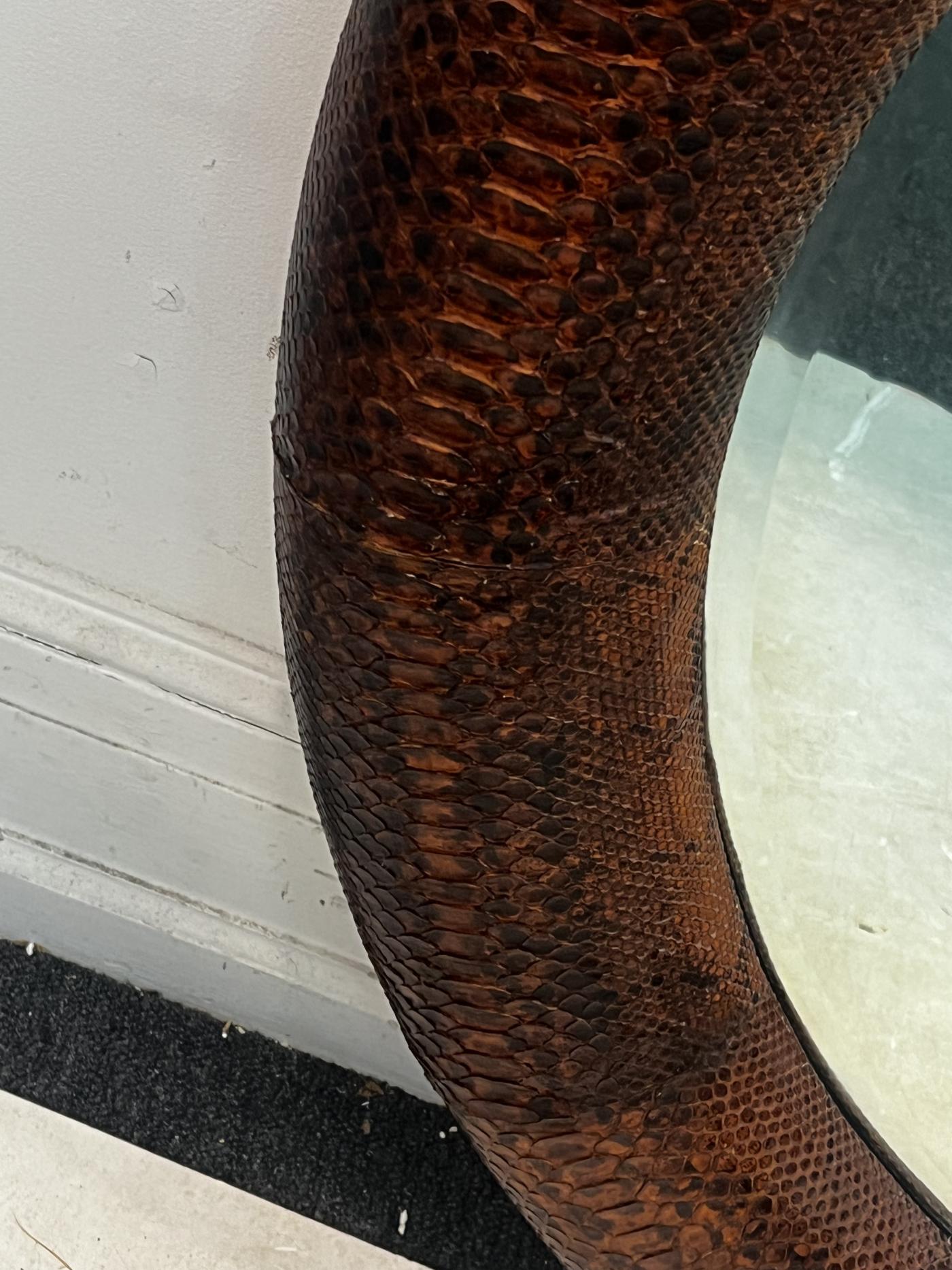 Karl Springer - MONUMENTAL SNAKESKIN AND MALACHITE ROUND MIRROR BY KARL ...