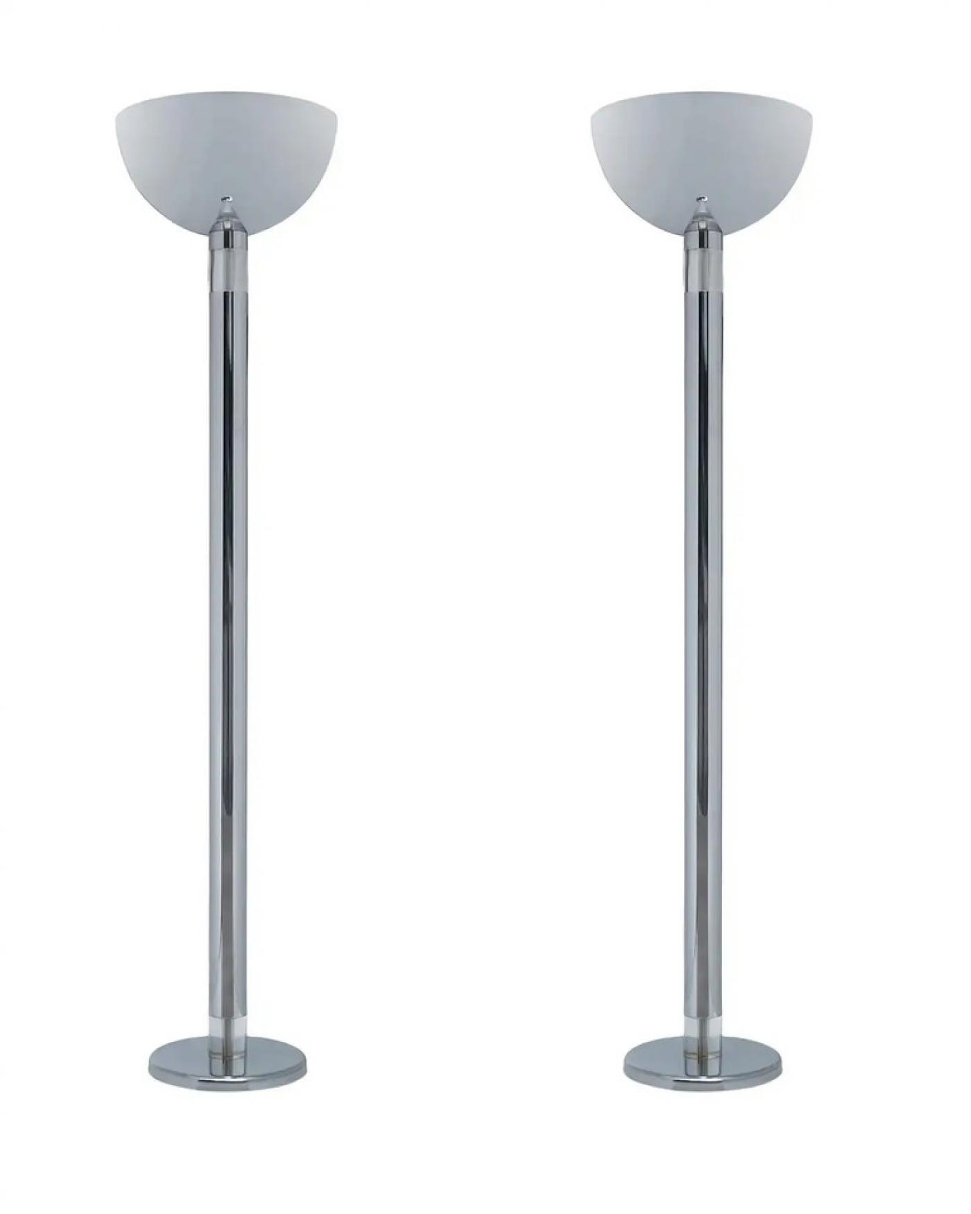 Karl Springer - Matching Pair of Karl Springer Modern Chrome & Lucite ...