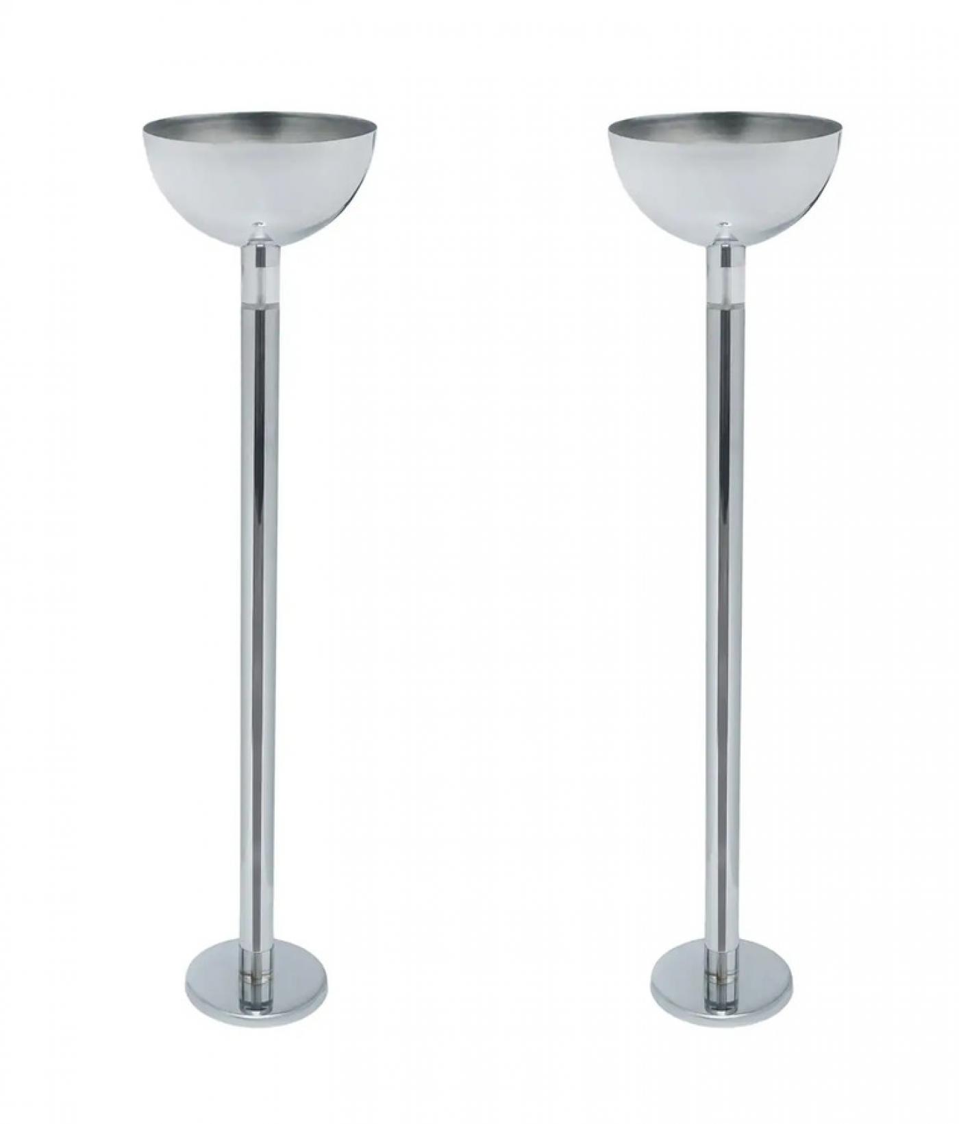 Karl Springer - Matching Pair of Karl Springer Modern Chrome & Lucite ...