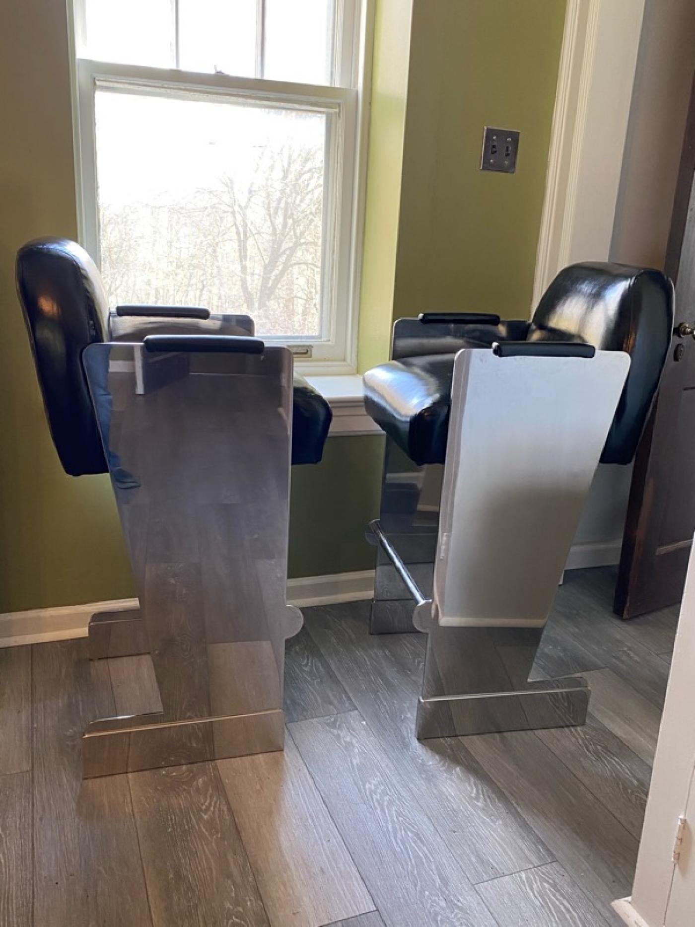 Karl Springer - POST MODERNIST STAINLESS STEEL BAR STOOLS BY KARL SPRINGER