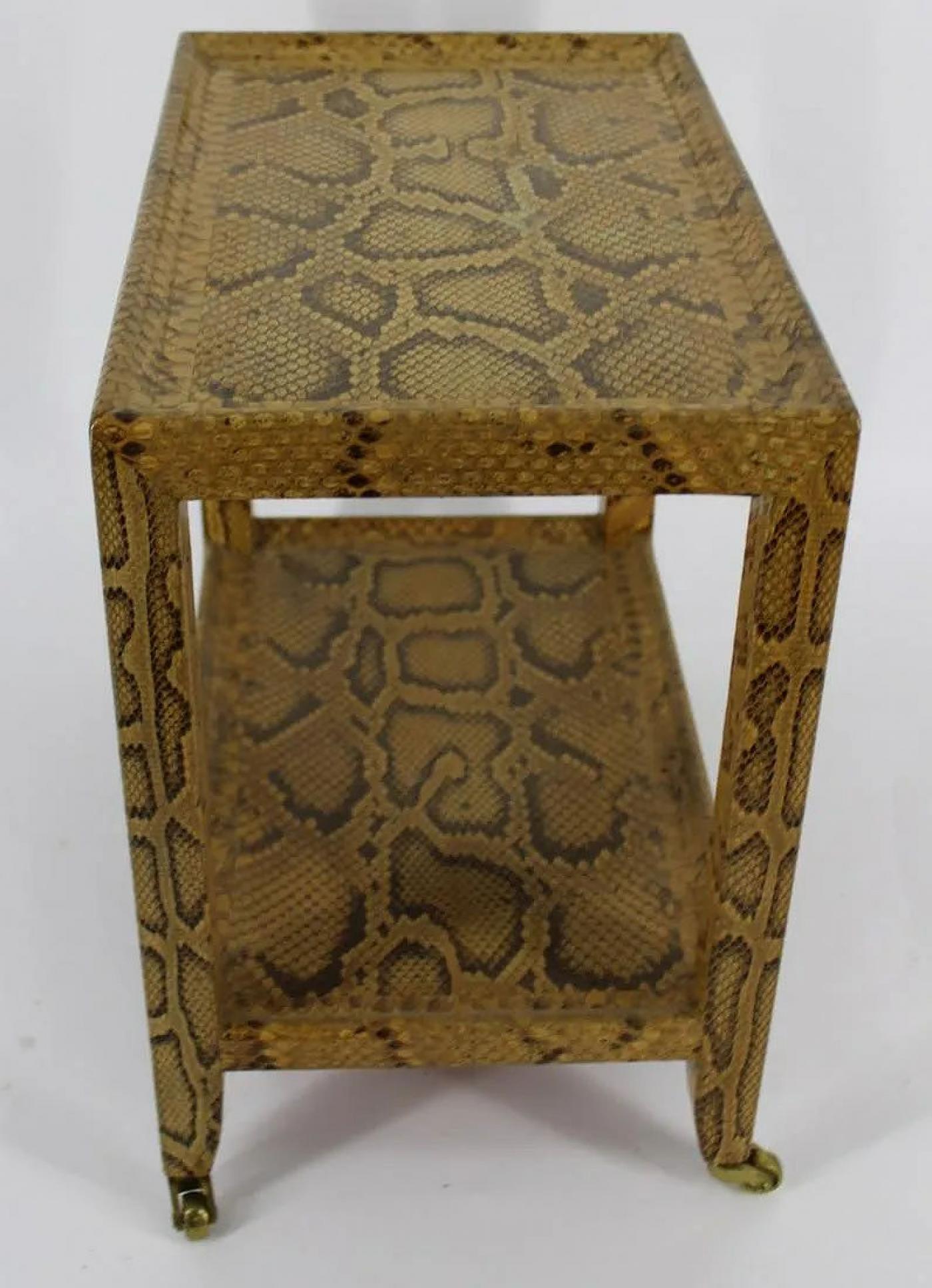 Karl Springer - PYTHON SKIN COVERED TWO TIER CART BY KARL SPRINGER