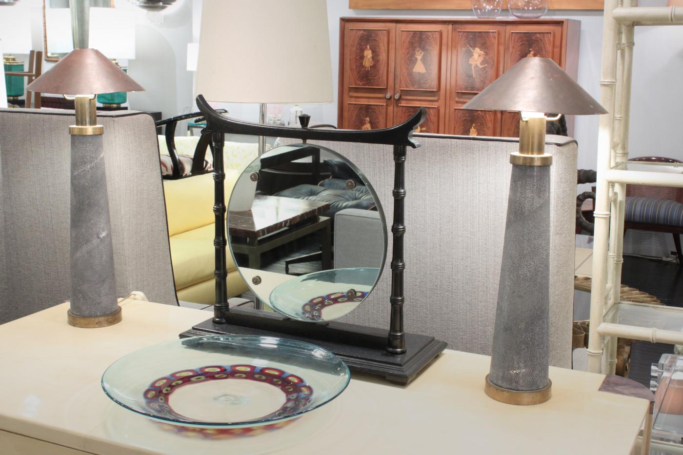 Karl Springer - Pair of "Lighthouse Lamps" in Shagreen by Karl Springer