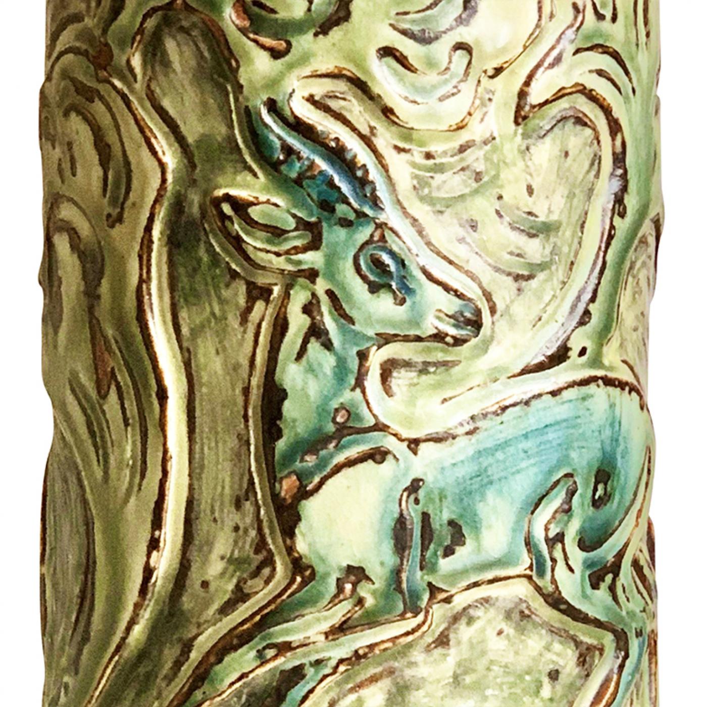 Knud Kyhn - Exceptional Table Lamp with Leapijg Gazelle Relief by Knud Kyhn
