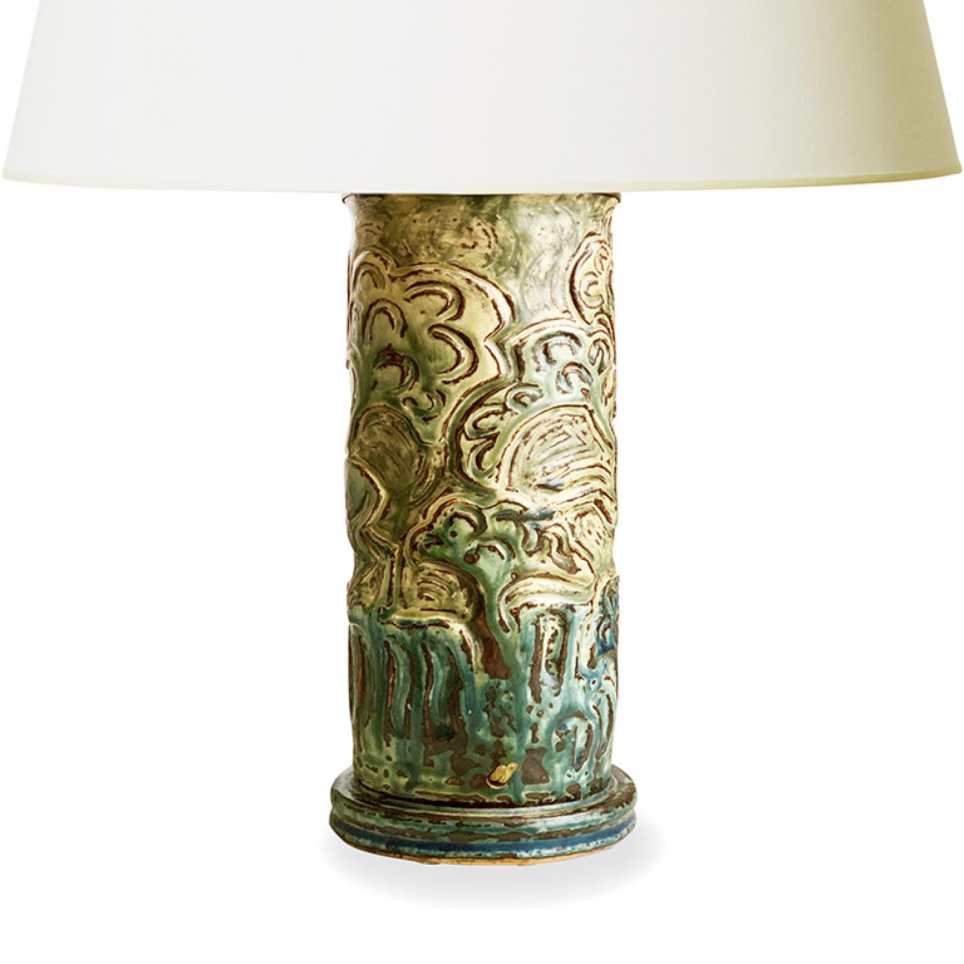 Knud Kyhn - Exceptional Table Lamp with Leapijg Gazelle Relief by Knud Kyhn