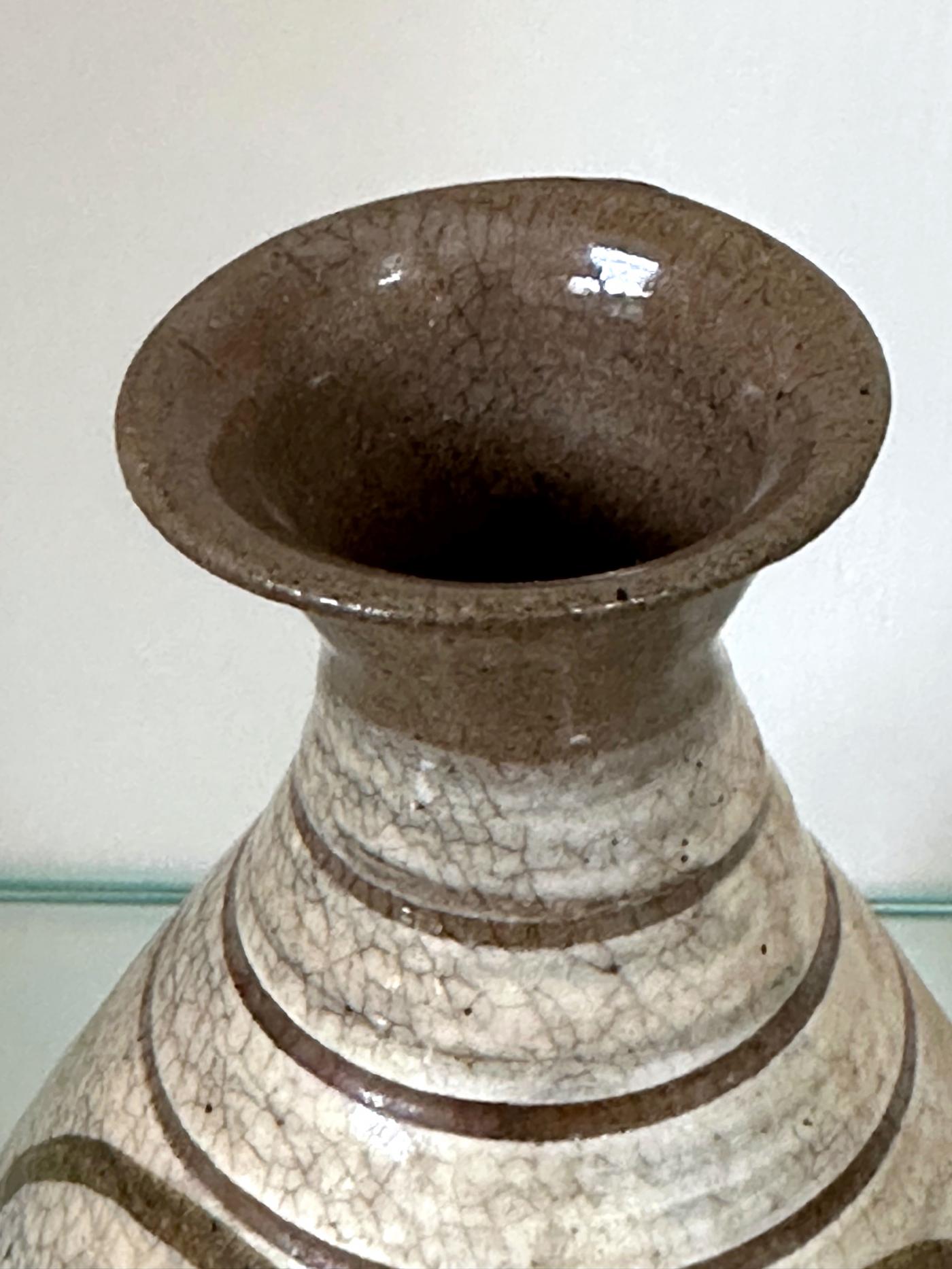 Korean Glazed Ceramic Vase Buncheong Ware Joseon Dynasty