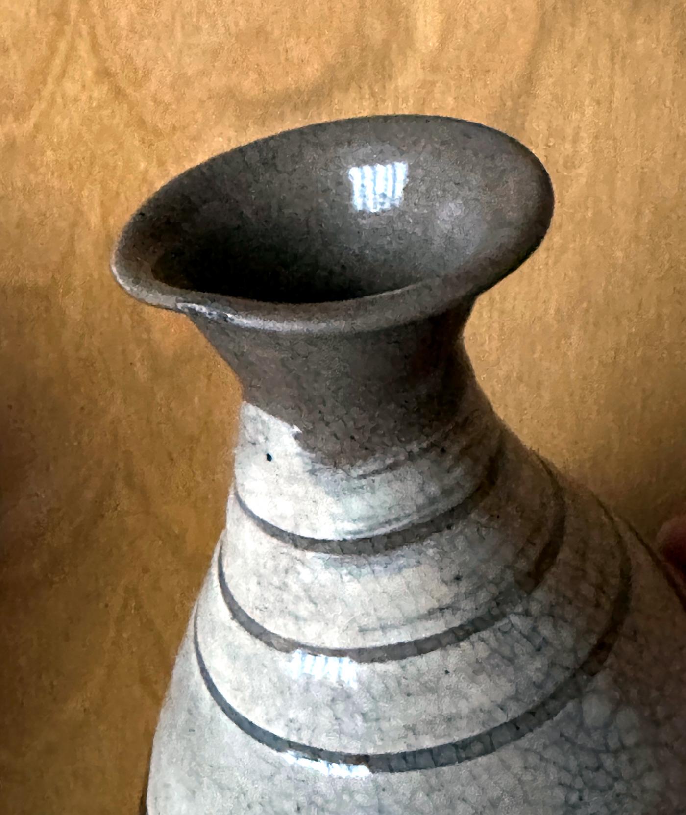 Korean Glazed Ceramic Vase Buncheong Ware Joseon Dynasty